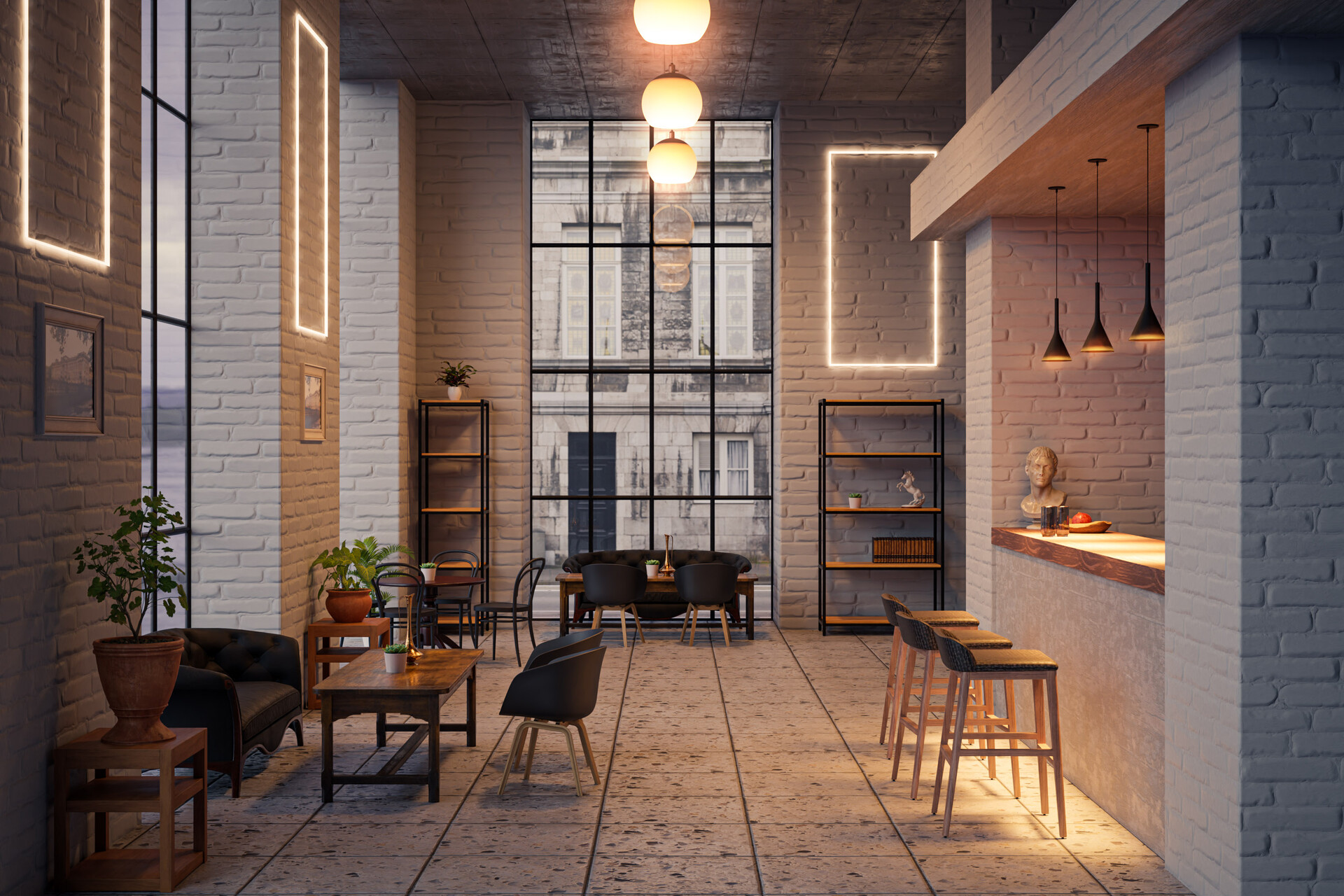 ArtStation - Industrial restaurant visualization