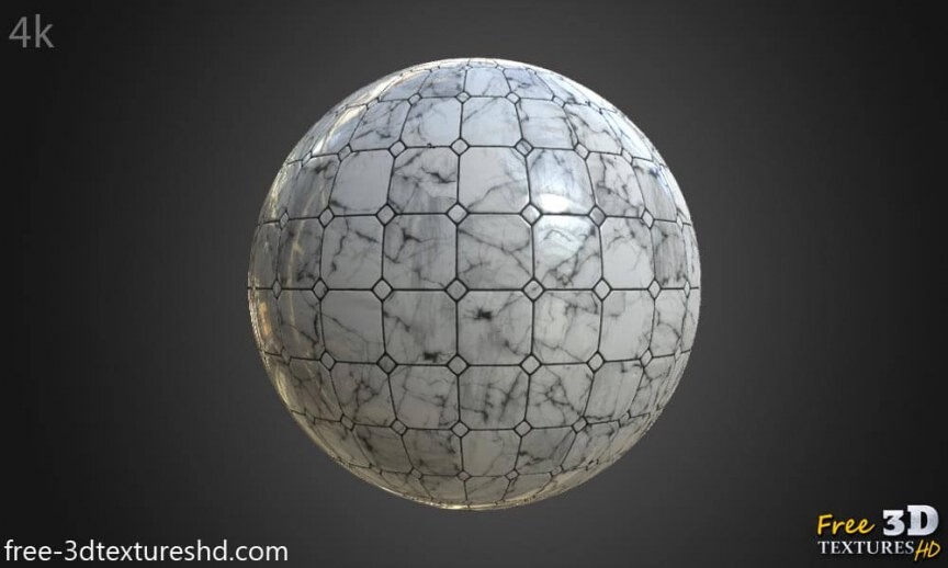 PBR Textures Free Download - White Marble floor tile 3d texture PBR ...