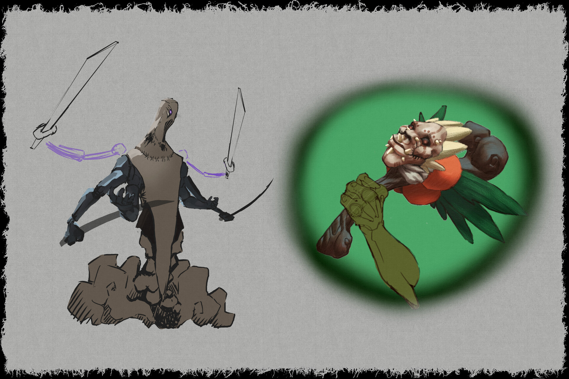 ArtStation - Ghost robot and stick-head