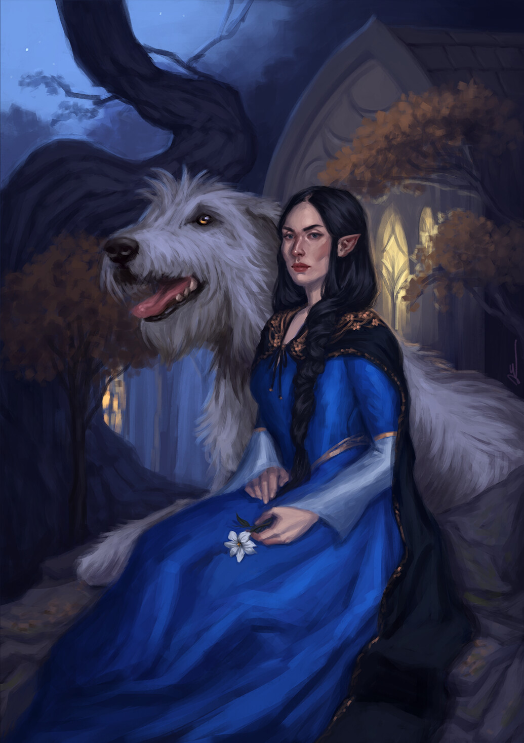 Lúthien and Huan by Ana Guimarães : r/ImaginaryMiddleEarth