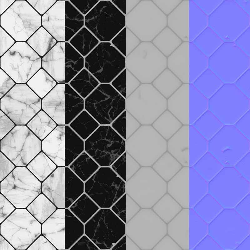 PBR Textures Free Download - White Marble Tile floor 3d texture PBR ...