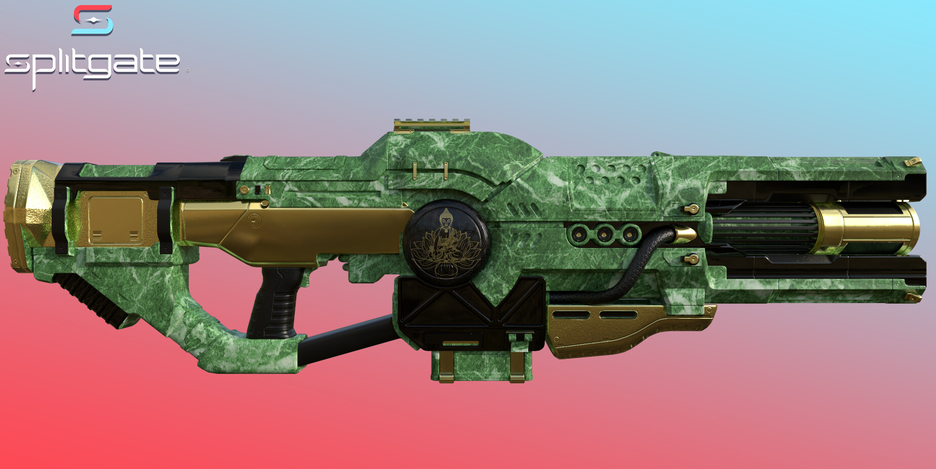 ArtStation - Jade Buddha Plasma Rifle Concept Skin (Splitgate)