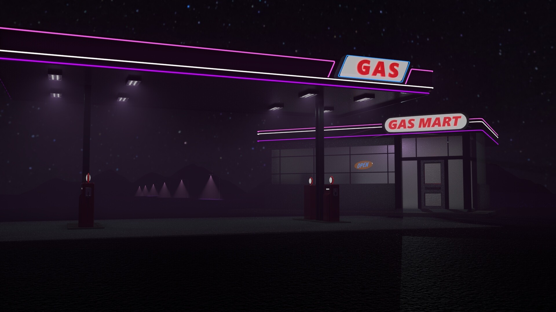 ArtStation - 3D Gas station scene