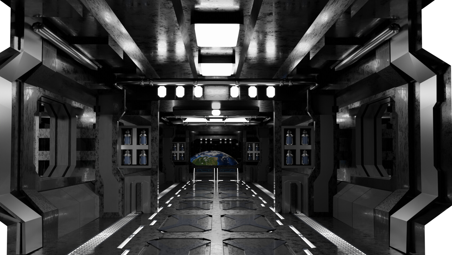 ArtStation - Sci-Fi Enviroment - Simple hall in the Spaceship