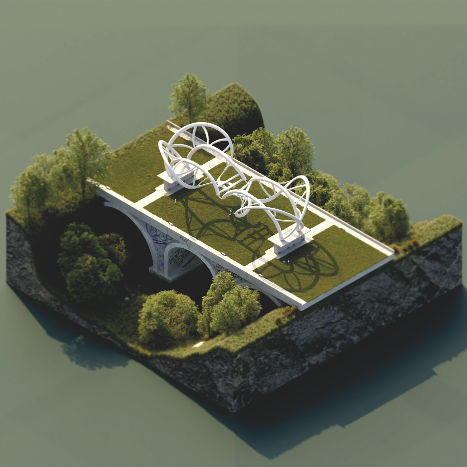 ArtStation - Green Bridge - Isometric 3D Art