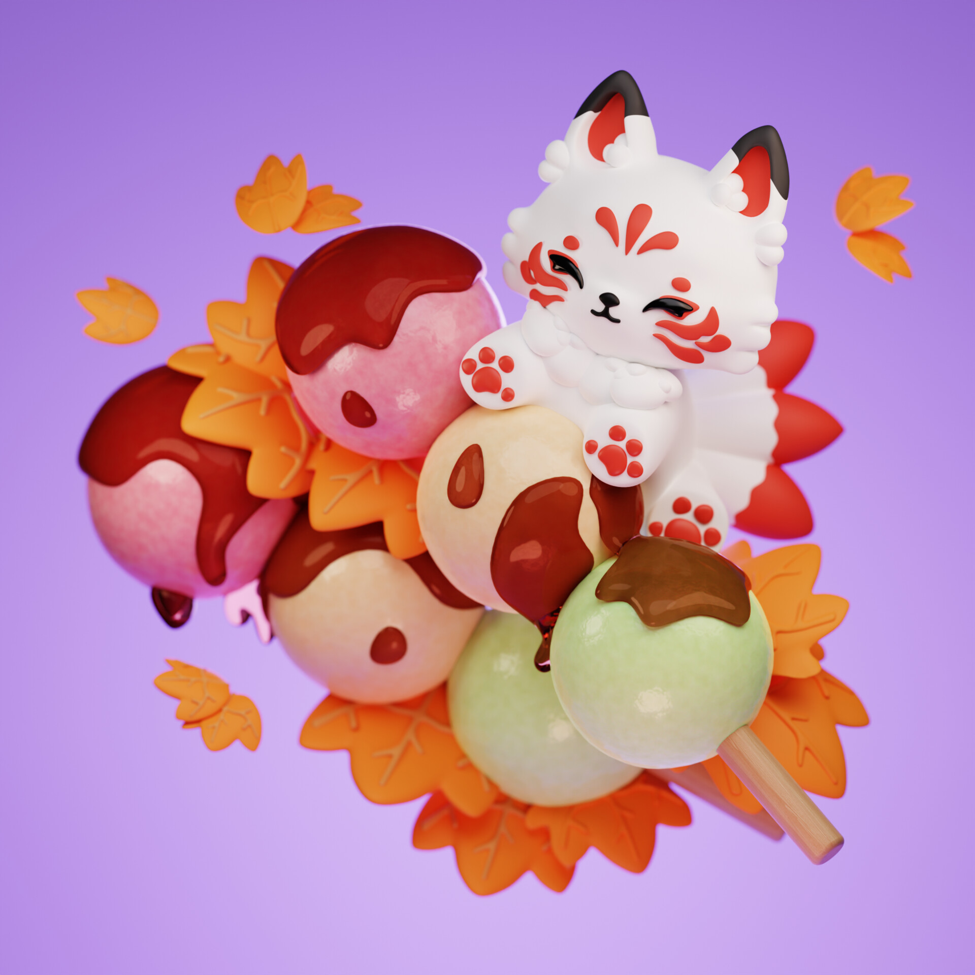 ArtStation - kitsune and dango