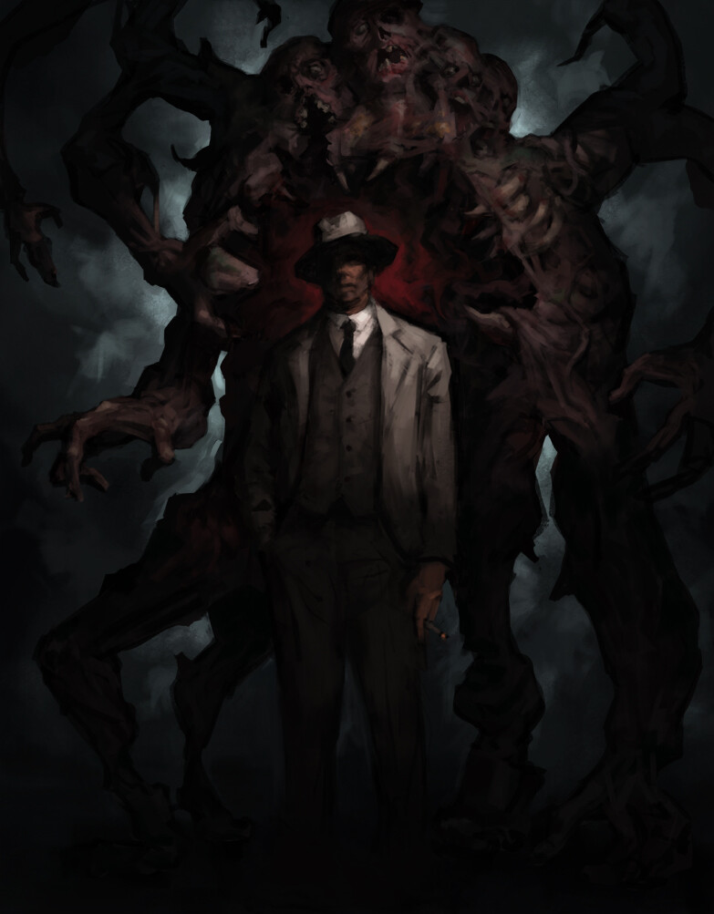 ArtStation - Monster and a man.