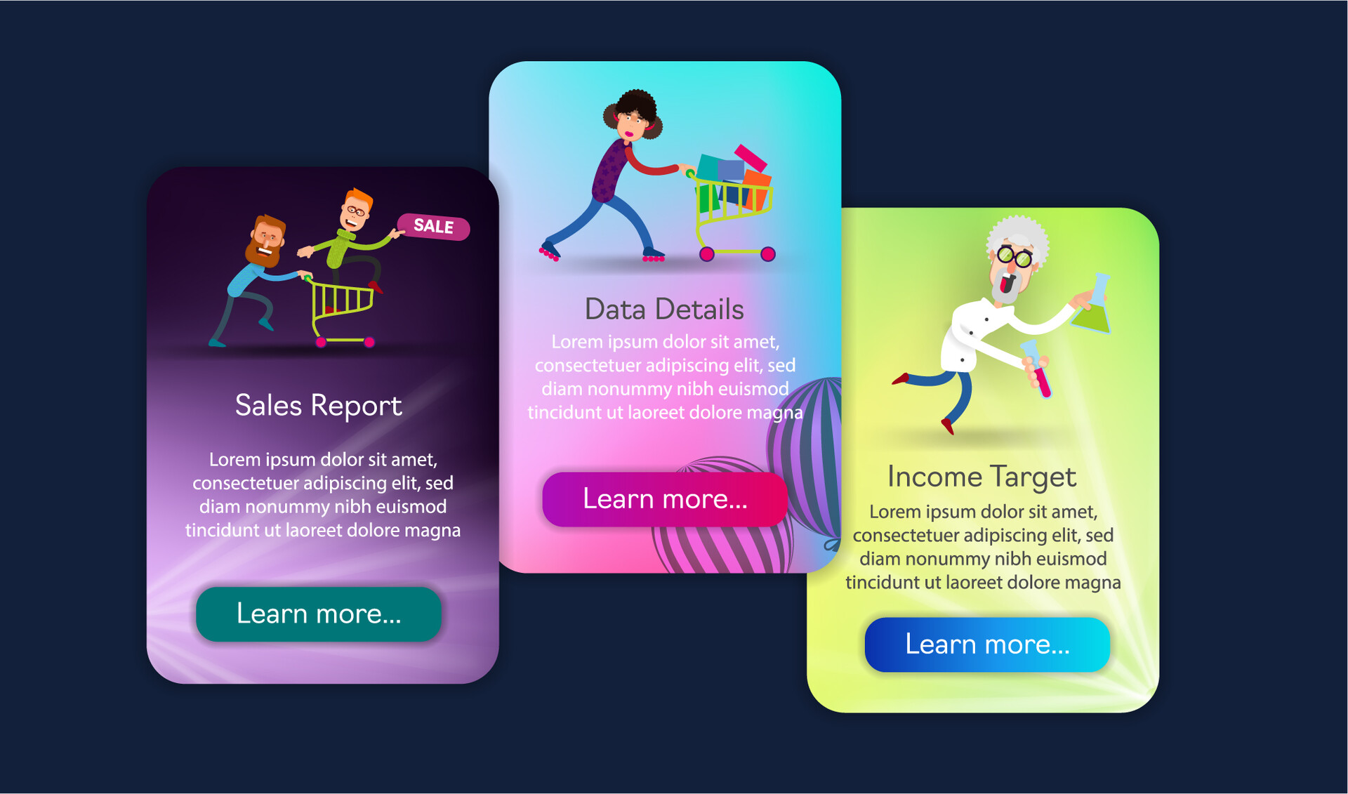ArtStation - Elements of the web interface with cartoon characters
