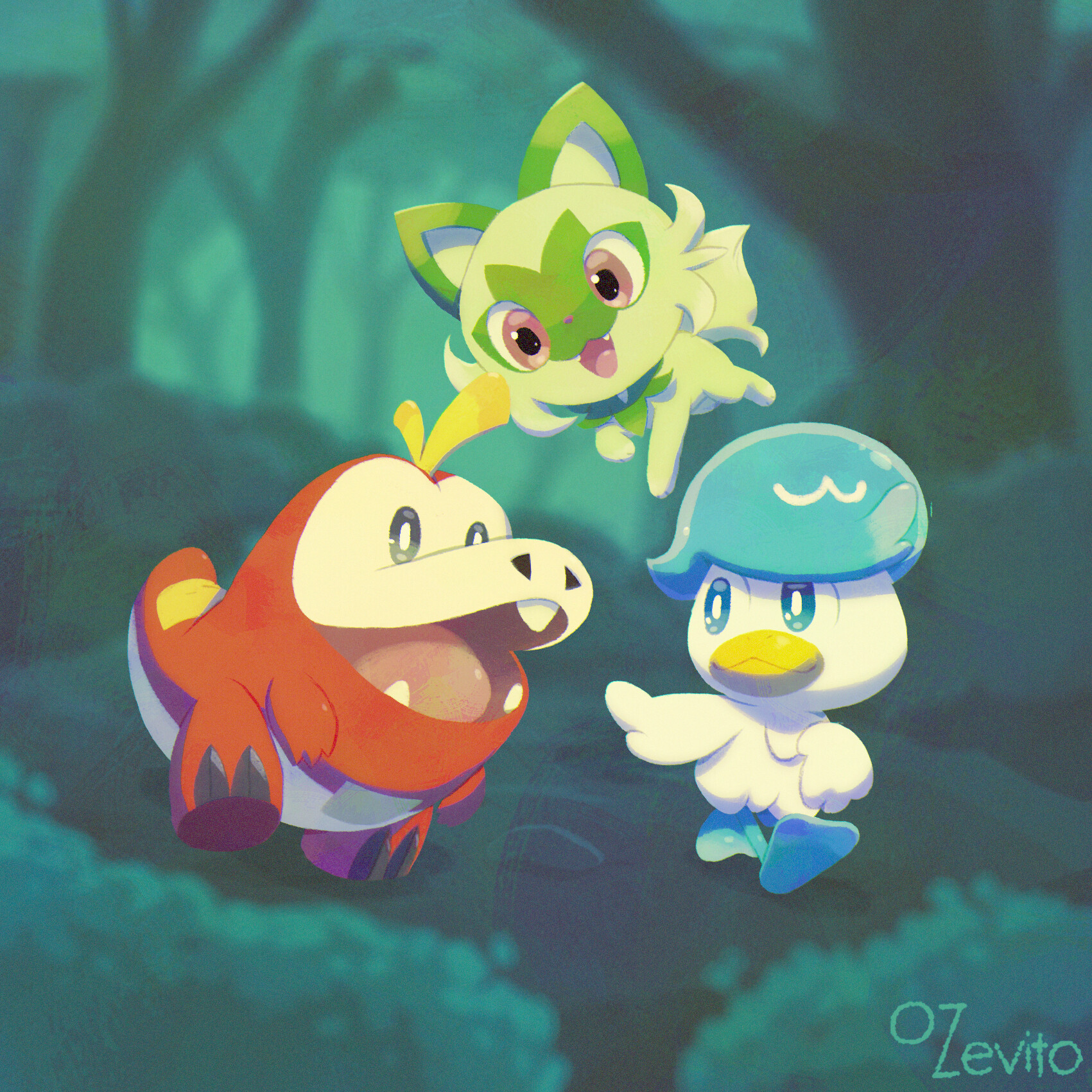 ArtStation - Pokemon - 9 starters - Sprigatito, Fuecoco, Quaxly