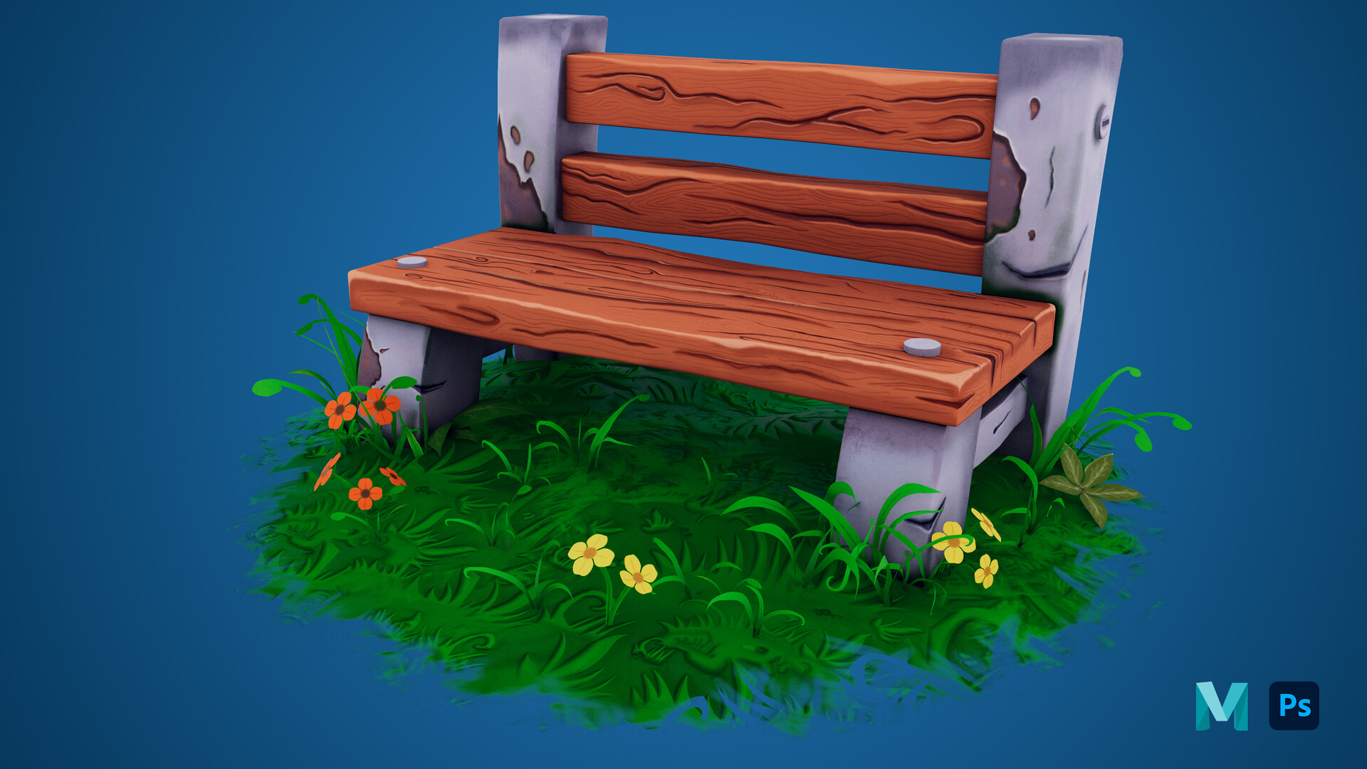 ArtStation - Stylized bench