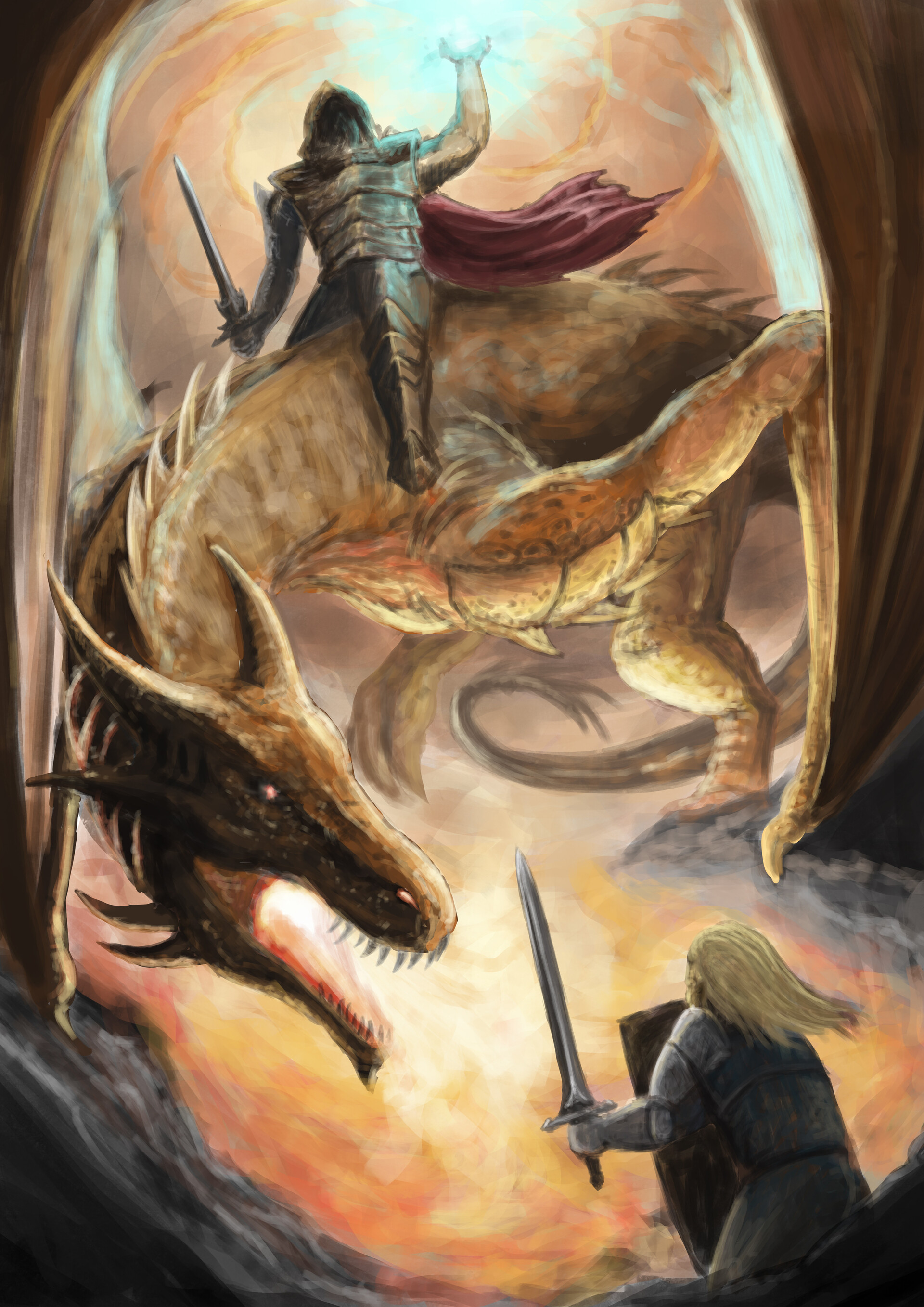 ArtStation - The Dragon, Witch & Knight