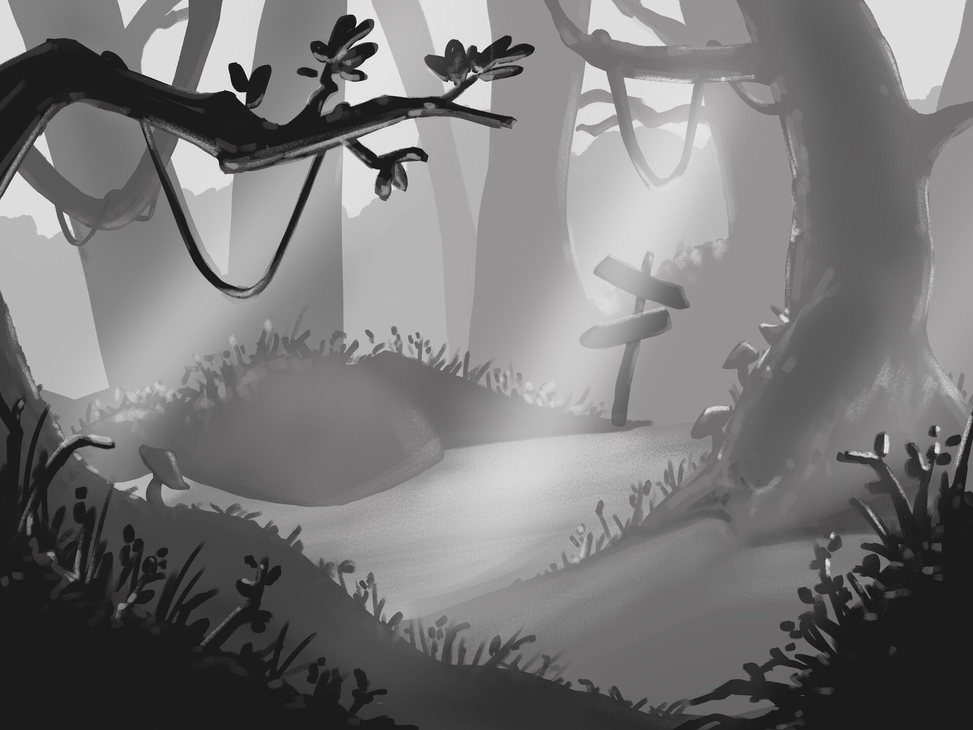 ArtStation - Greyscale Environment Study