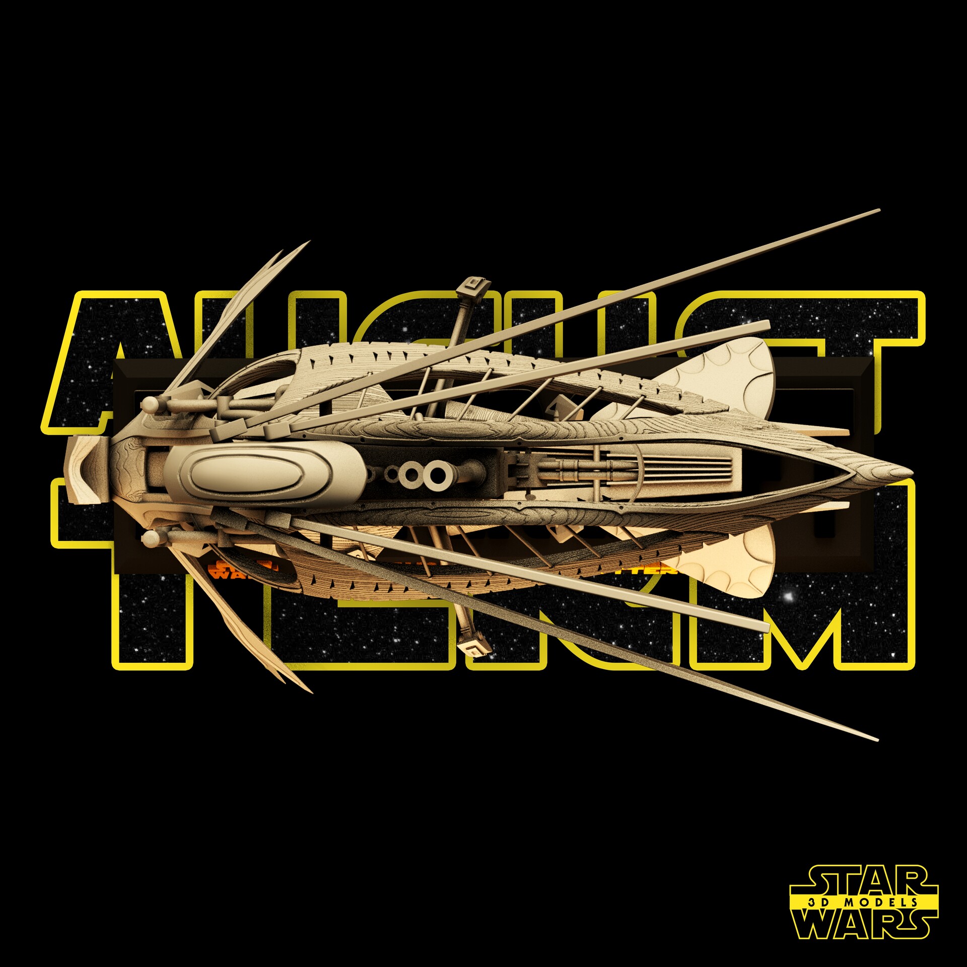 Star Wars 3D Models - Chewbacca Ship Sculpture Fan Art for 3D printing