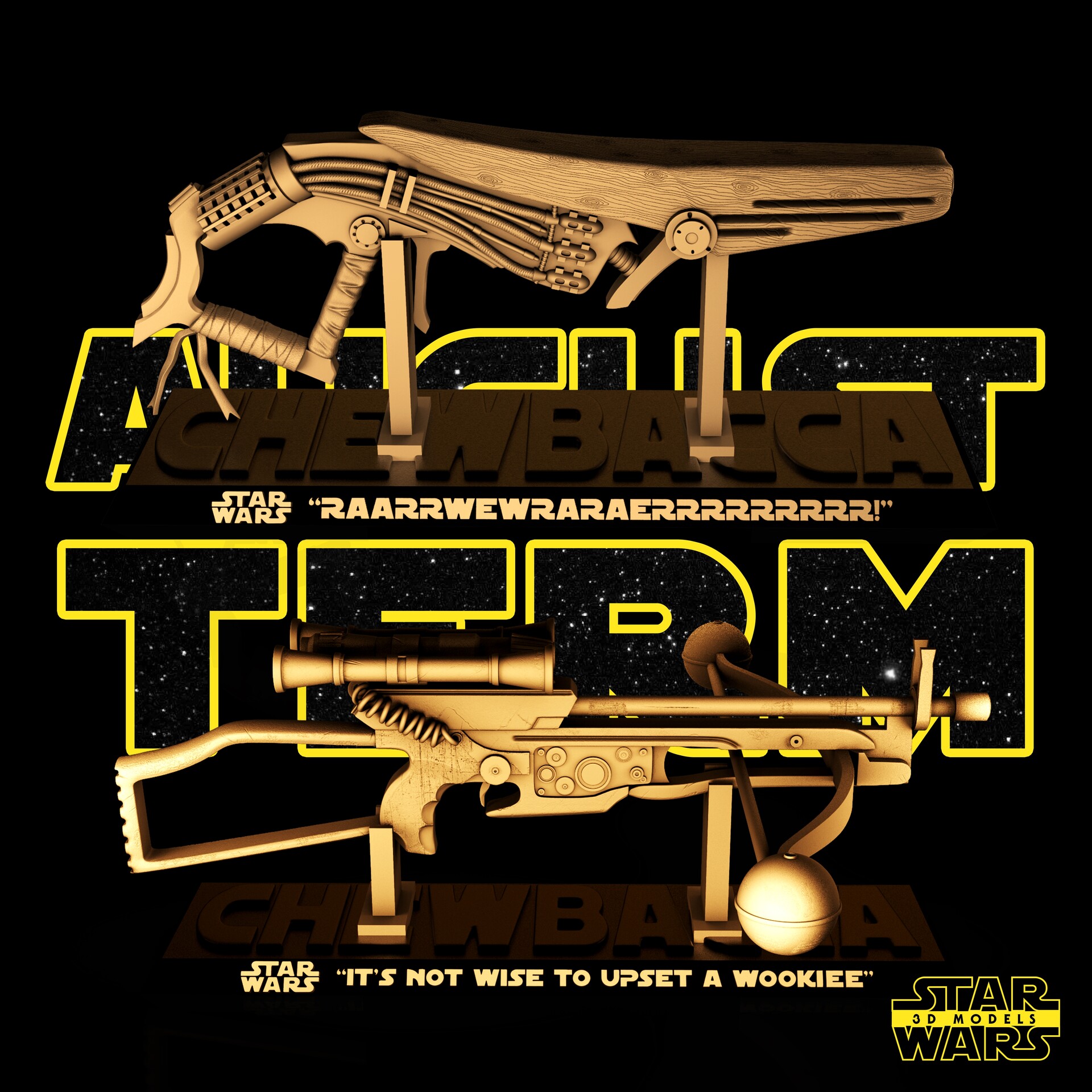 ArtStation - Chewbacca Weapon Sculpture Fan Art for 3D printing