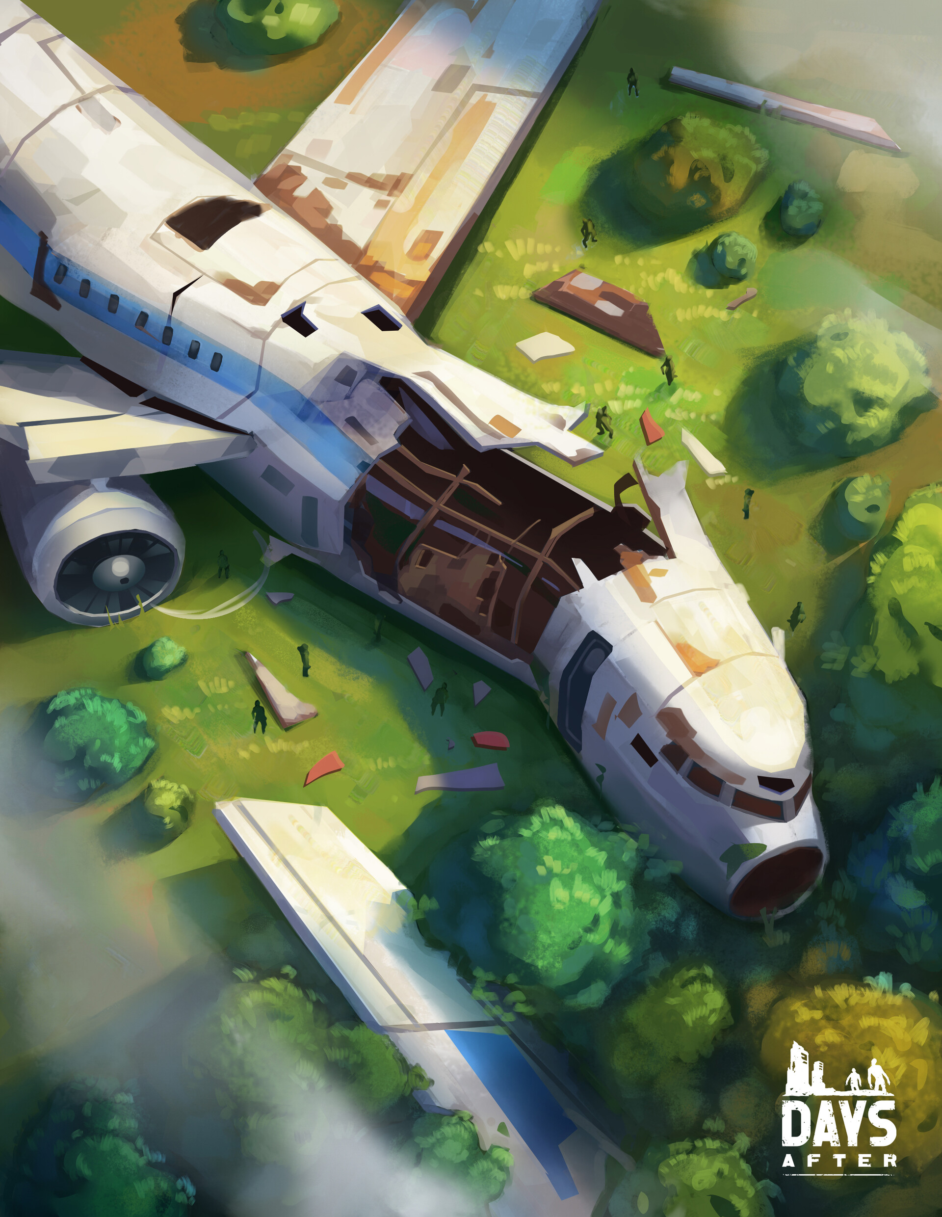 ArtStation - Illustration of game location - crashed plane