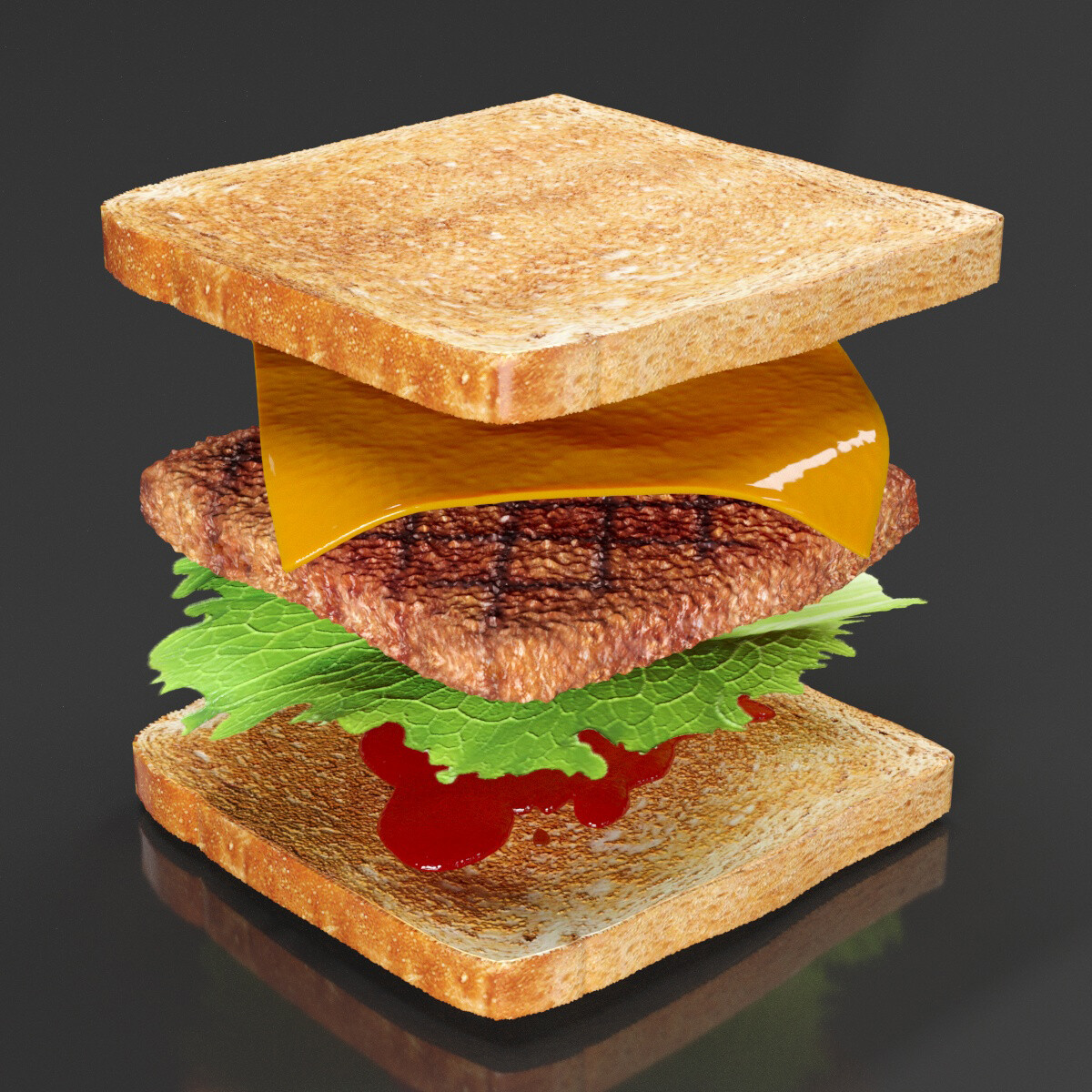 ArtStation - Sandwich with beef and salad in layers