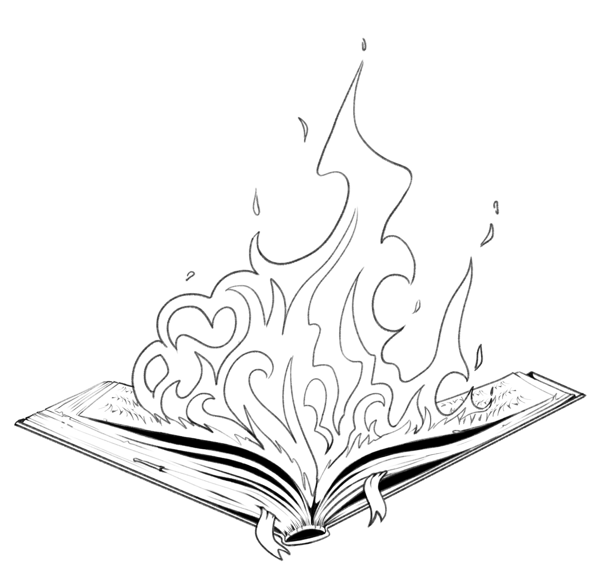 Burning Book Drawing