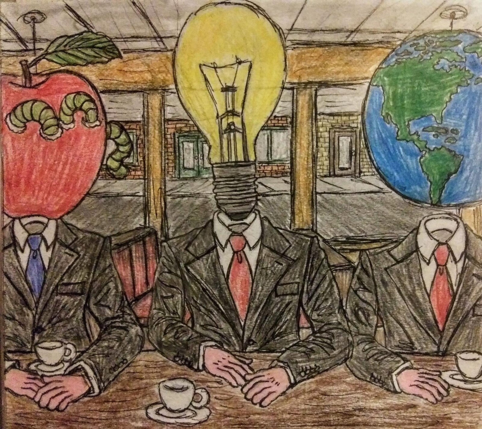 Steven Shepherd - Three Characters Sitting In A Diner (2022)