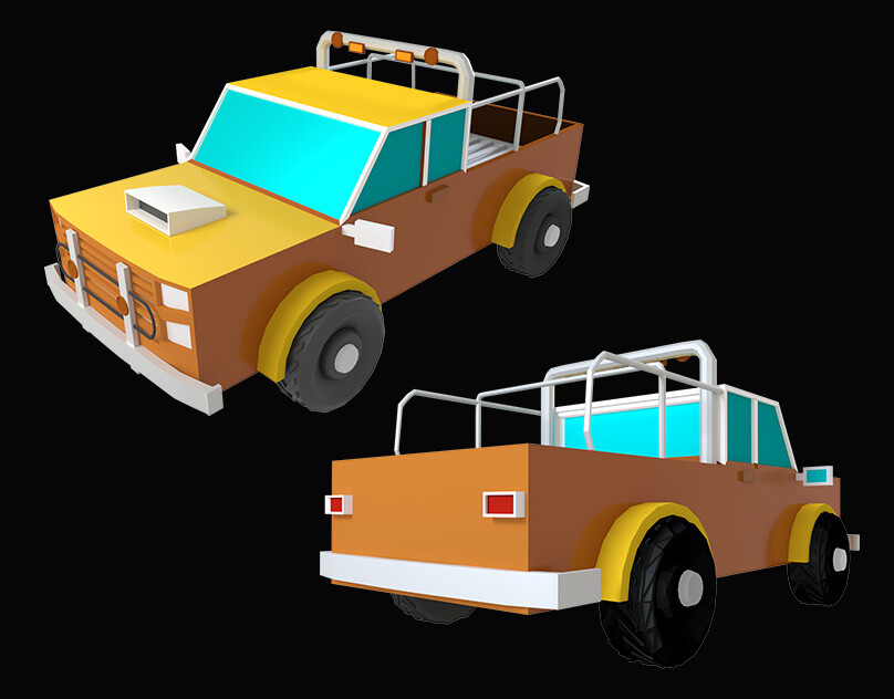 ArtStation - 3D Low poly jeep
