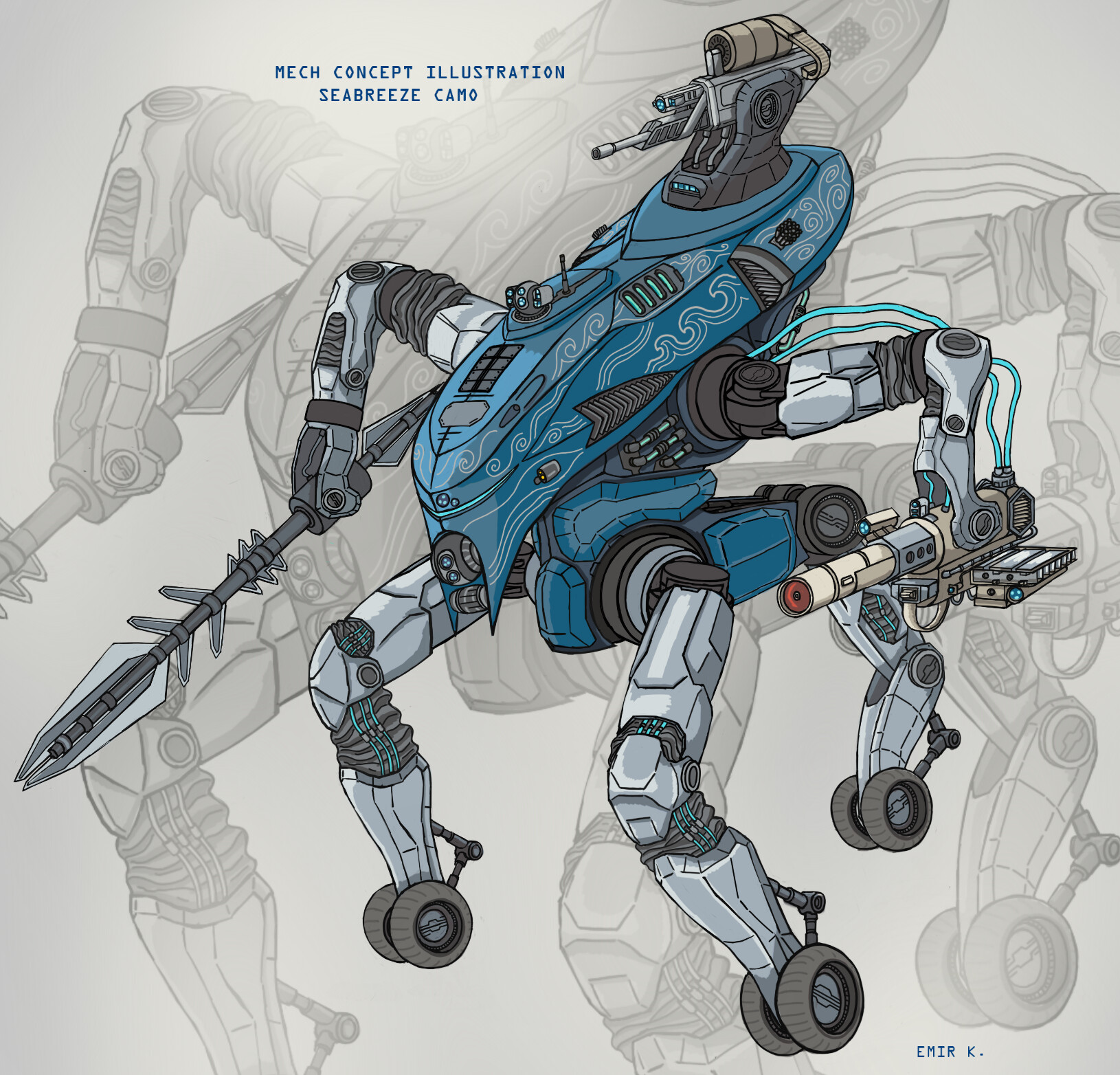 ArtStation - Mech concept illustration Seabreeze camo