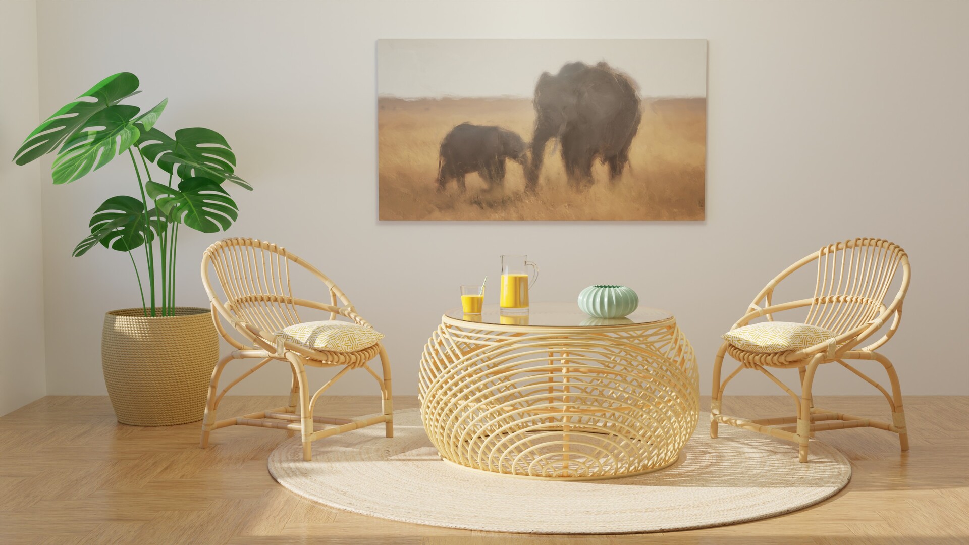 ArtStation - Rattan furniture - Interior Archviz