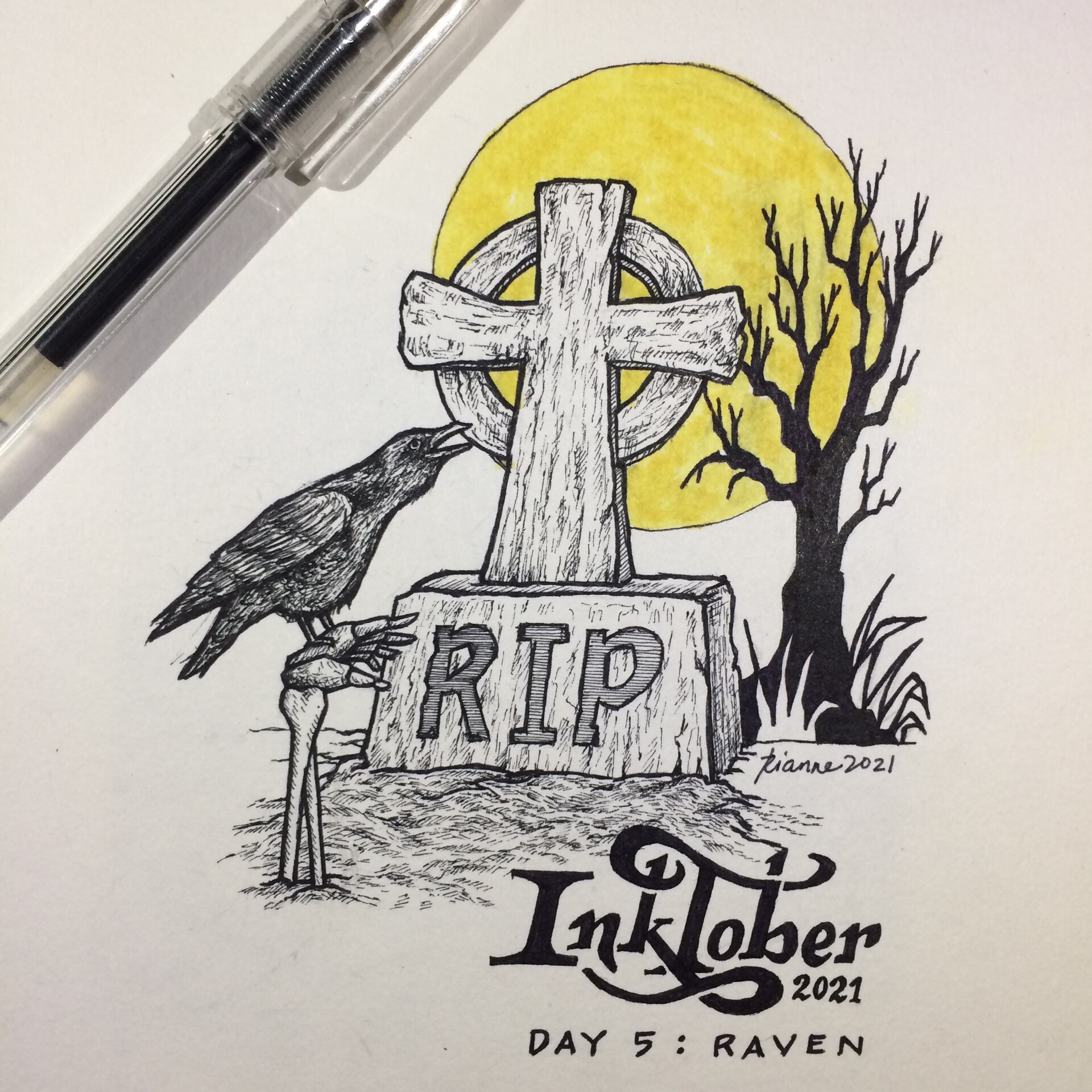 ArtStation - Inktober-2021_Day-5-Raven-by-Rianne-Borlagdan