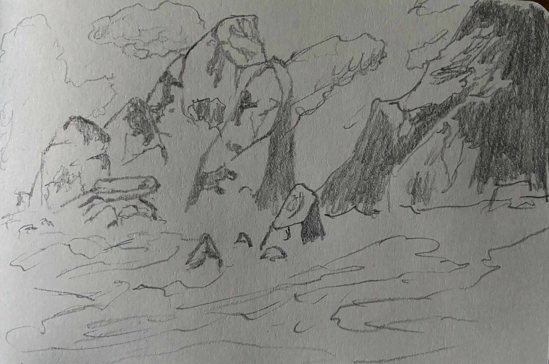 ArtStation - Snowy mountain sketch