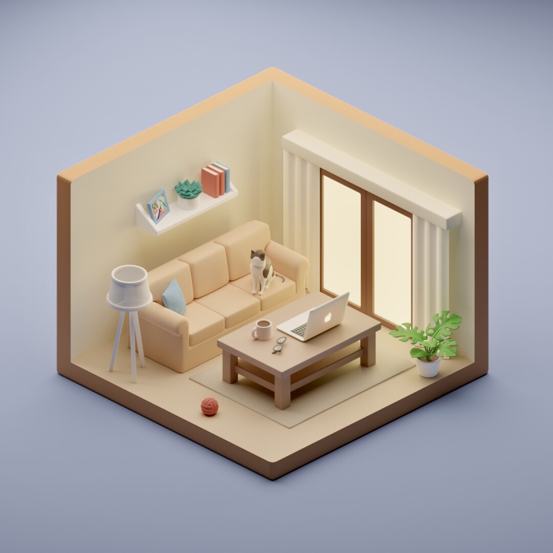 ArtStation - Isometric Room - Day Version