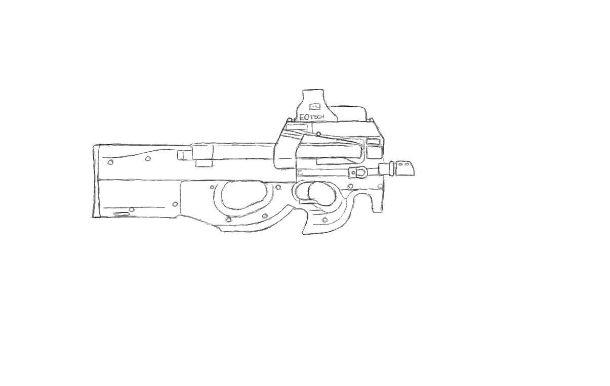 how to draw p90 gun