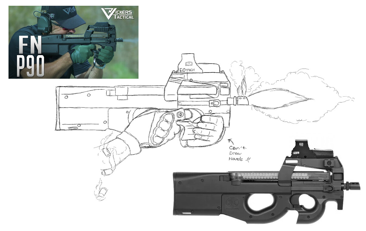 how to draw p90 gun