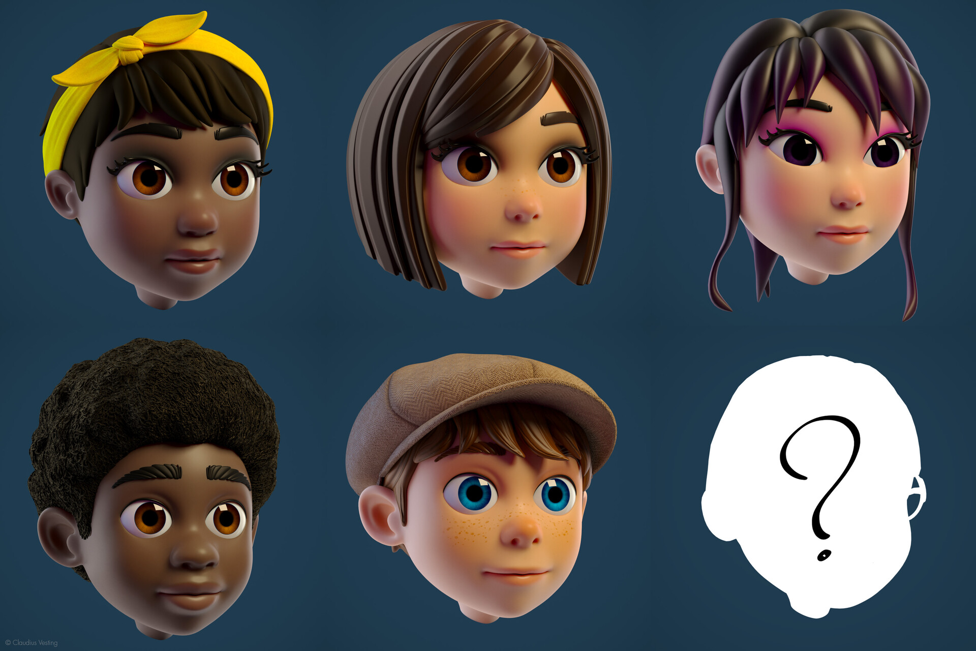 ArtStation - Cartoon Heads Kids