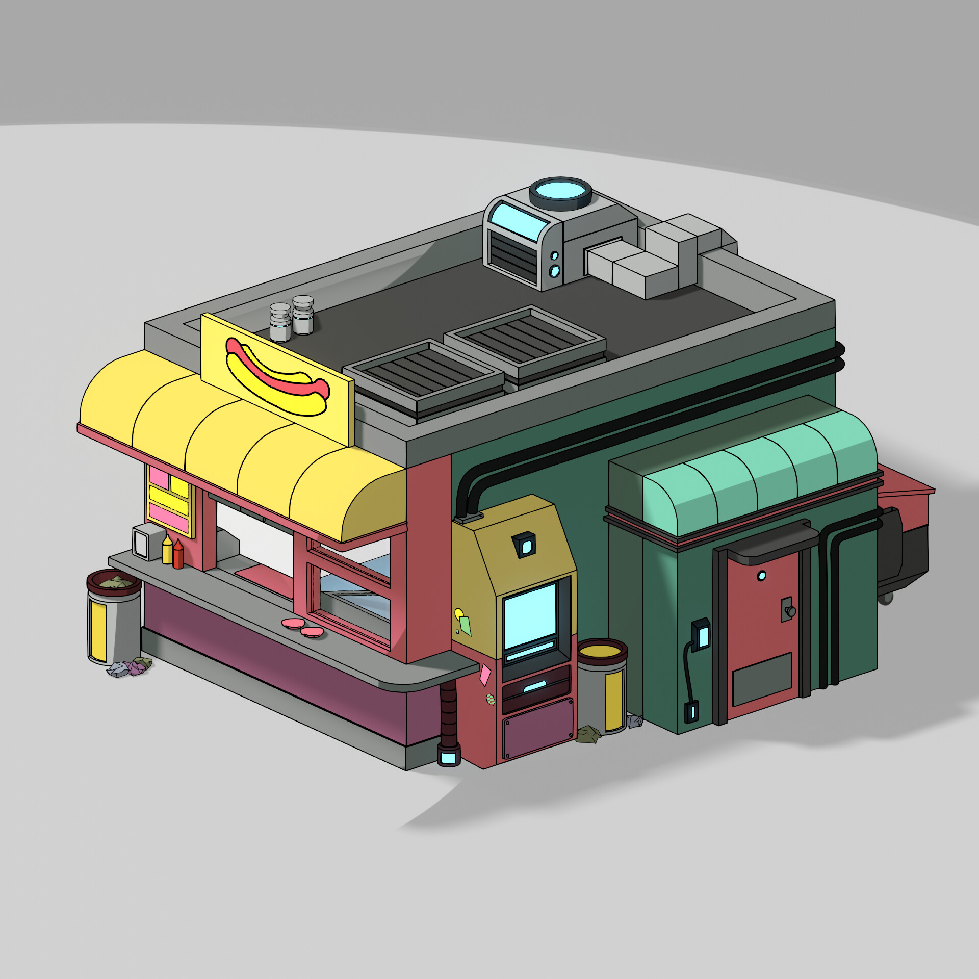 ArtStation - Cartoon Sci-fi Cafeteria