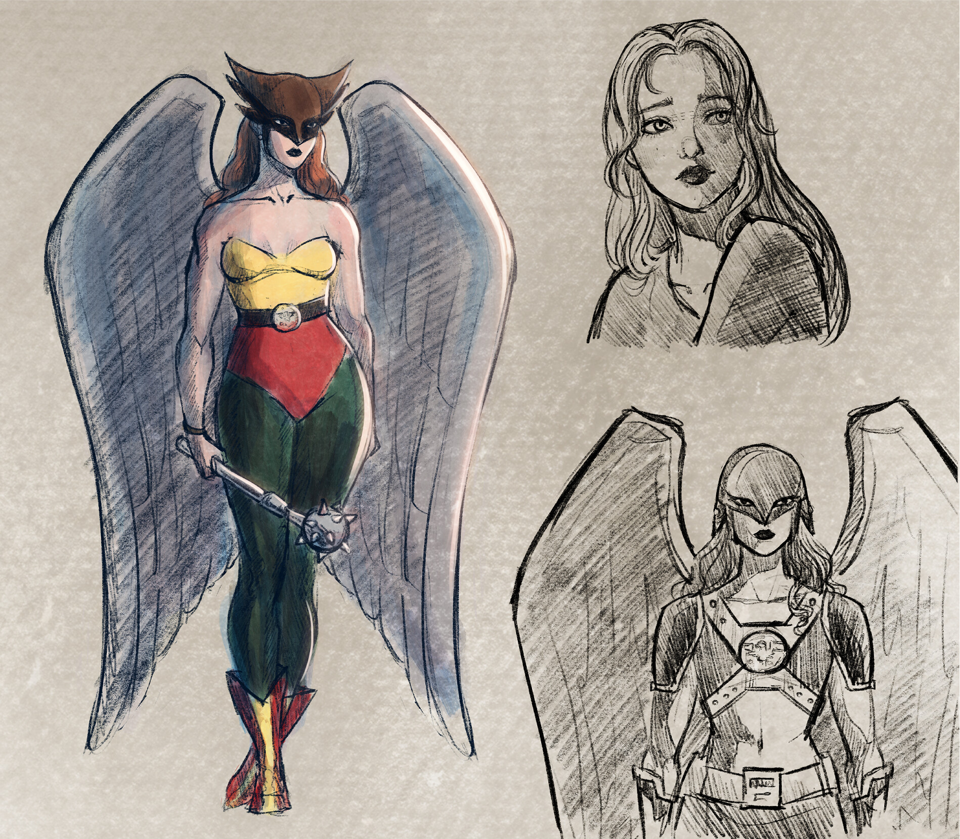 ArtStation - Hawkgirl sketches 2020