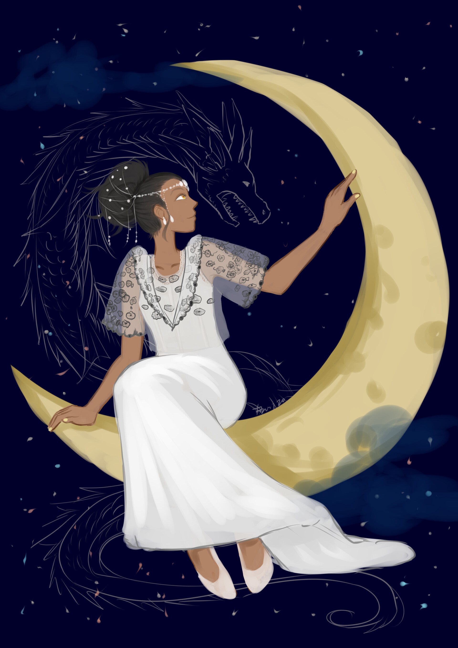 ArtStation - Moon Goddess and Bakunawa