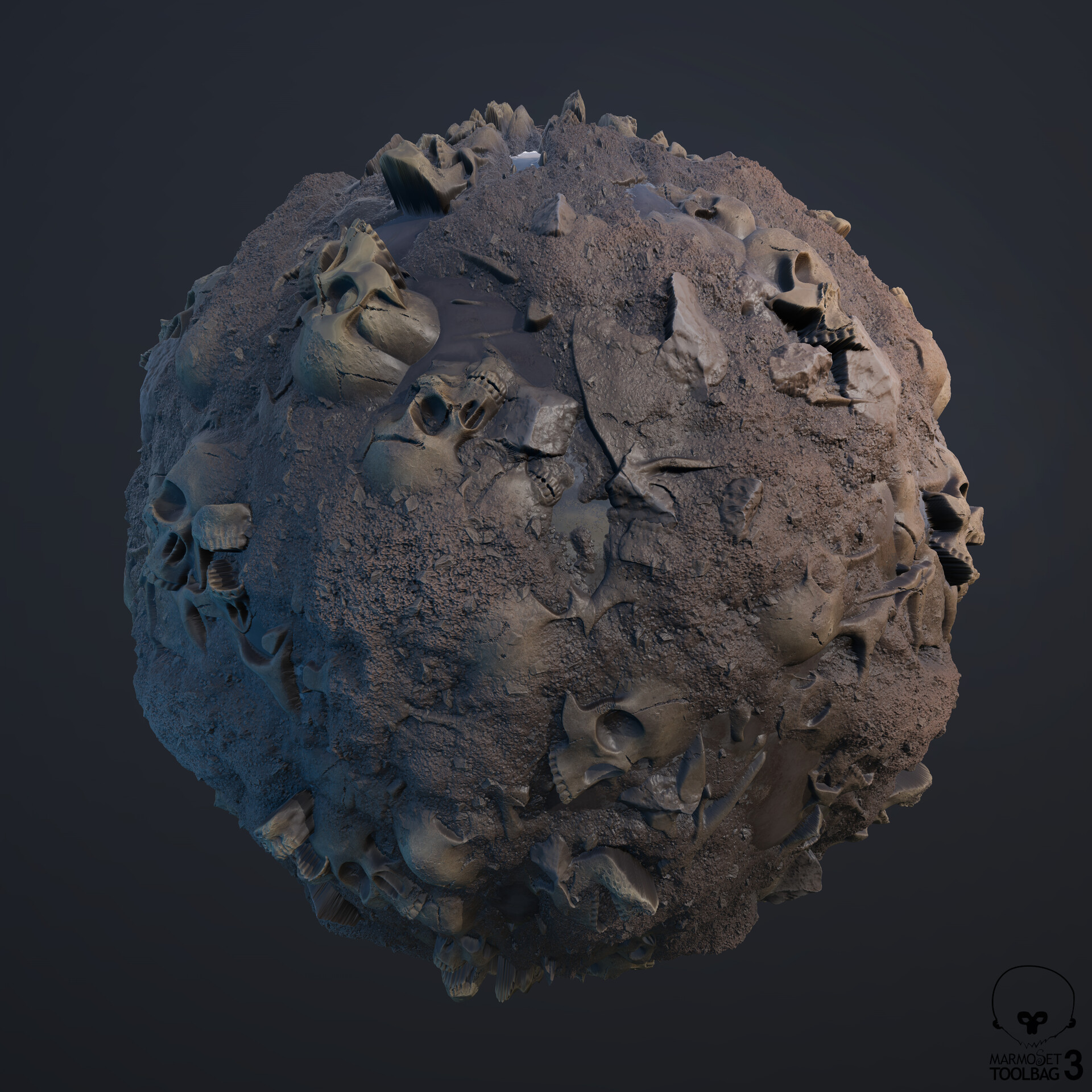 ArtStation - Skulls and Bones in mud material