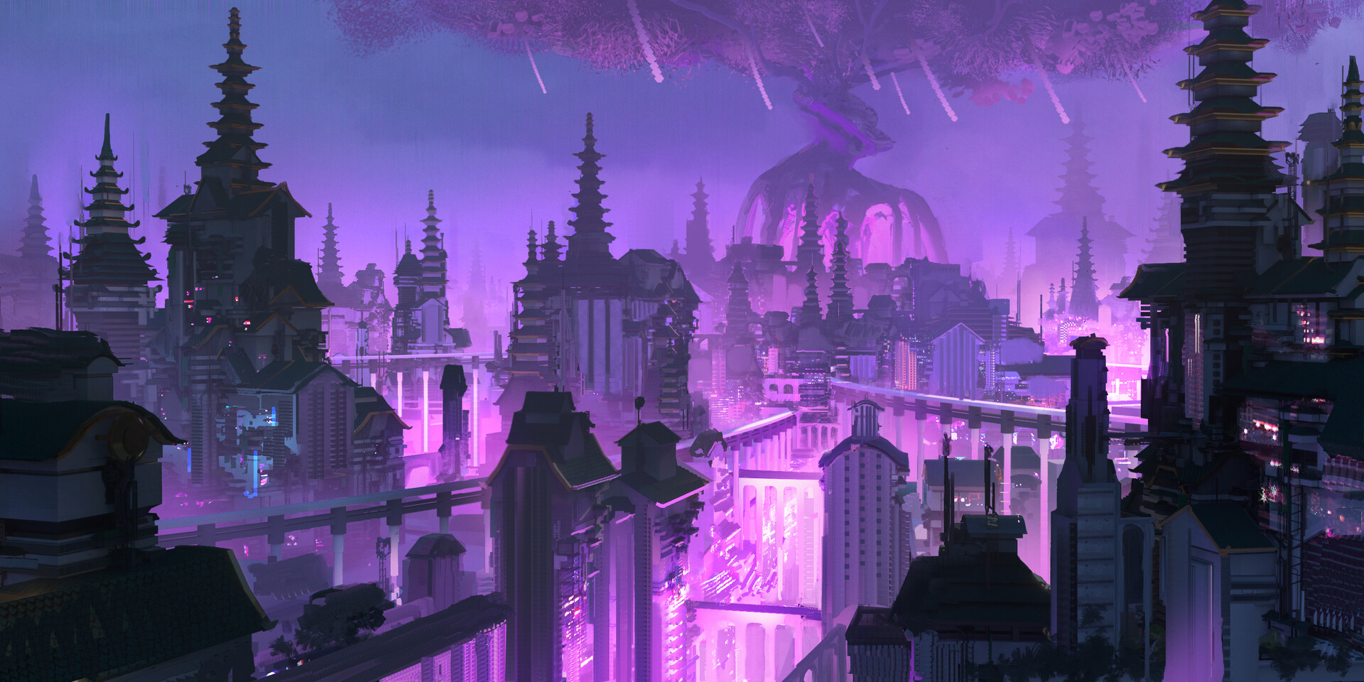Leon Tukker - Kamigawa Neon Dynasty - Towashi city Concept art
