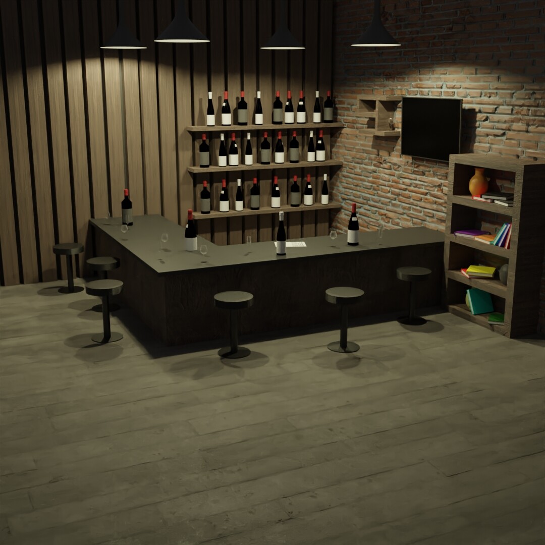 ArtStation - low poly wine bar