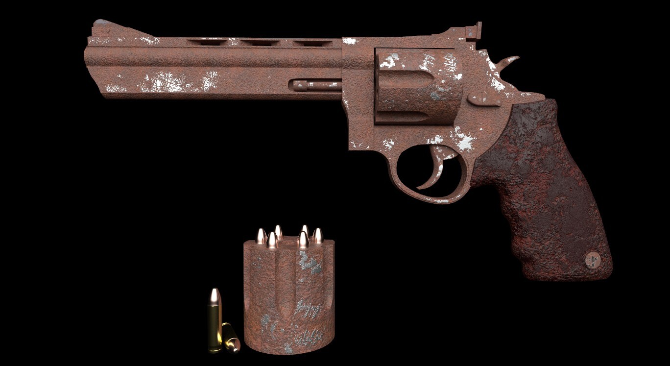 ArtStation - Revolver old and full rusty