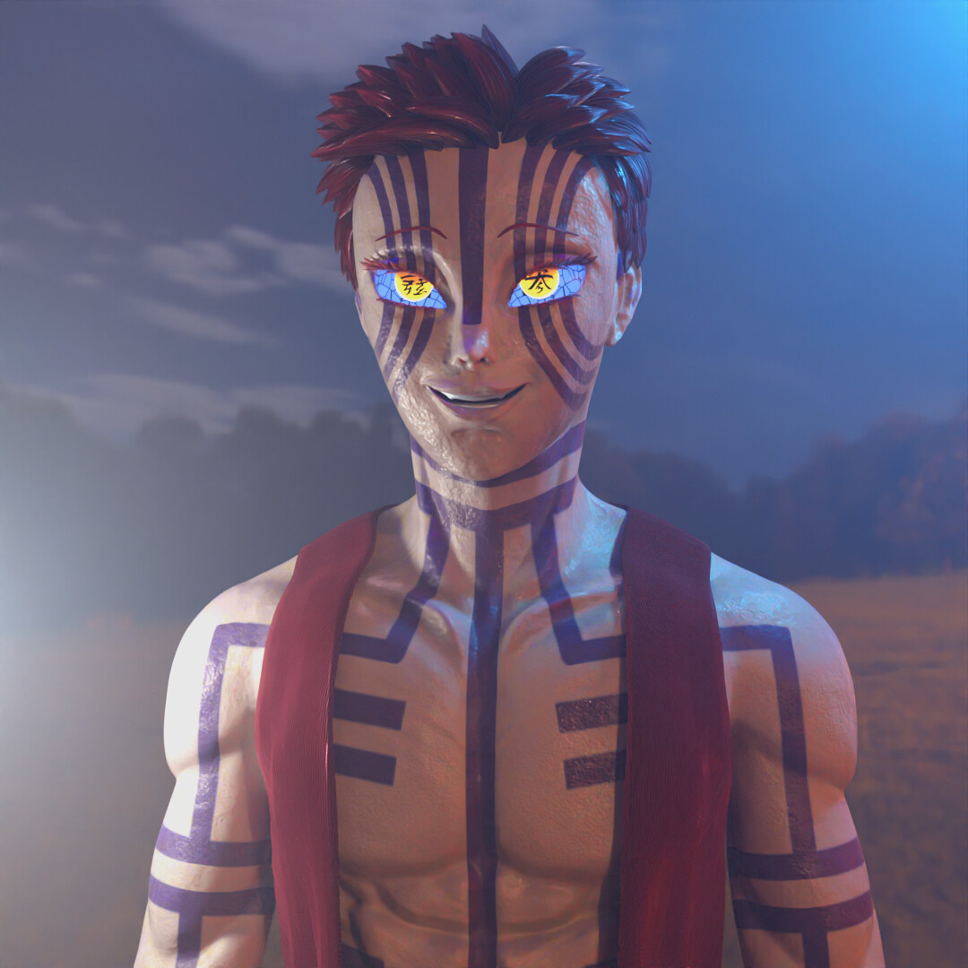 ArtStation - 3D Fanart Akaza from Demon Slayer