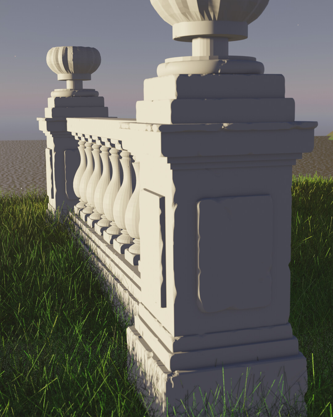 ArtStation - ANCIENT CONCRETE FENCE WITH DECORATIVE BOWLS