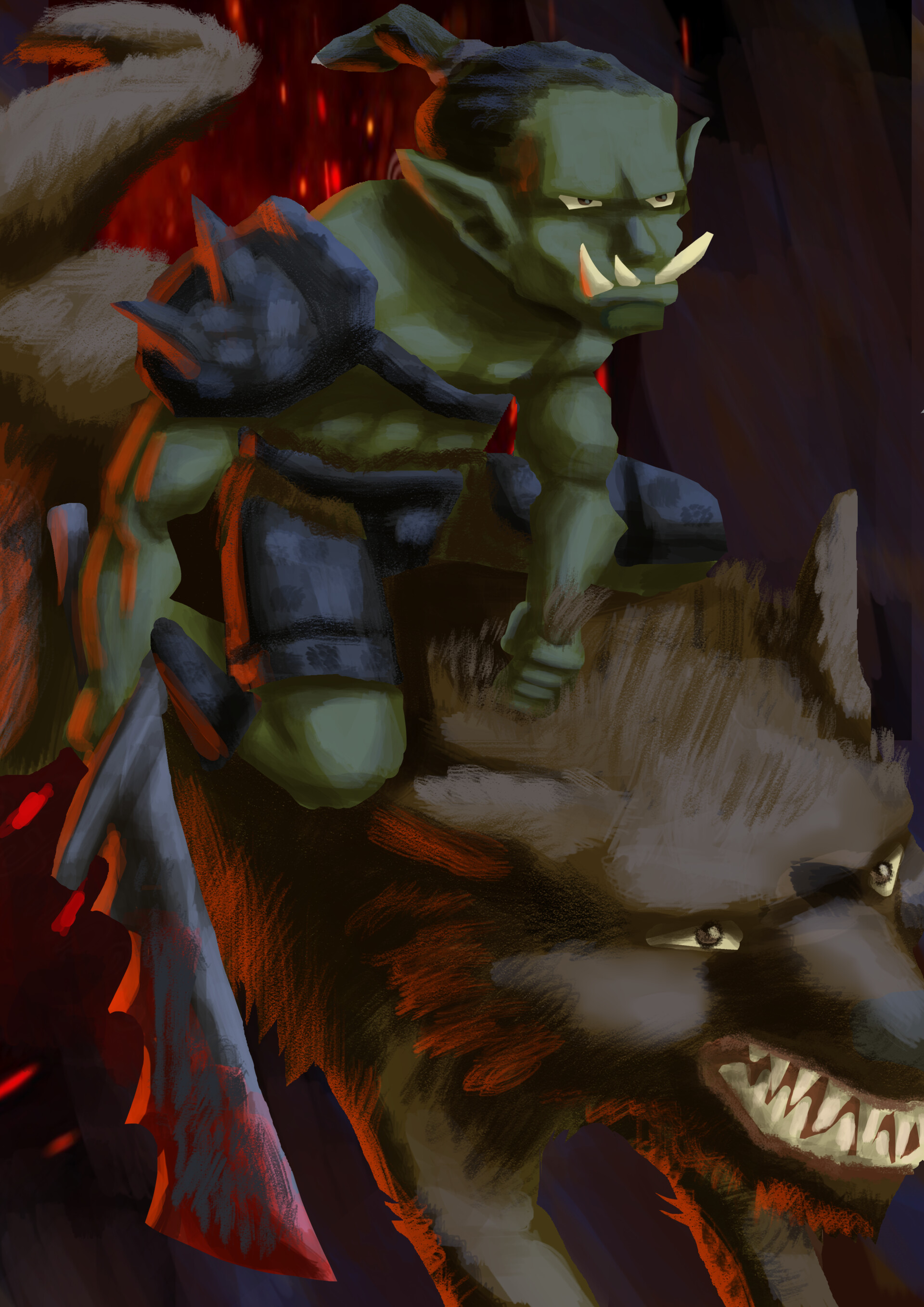 ArtStation - Orcreen an Orc Warg Rider