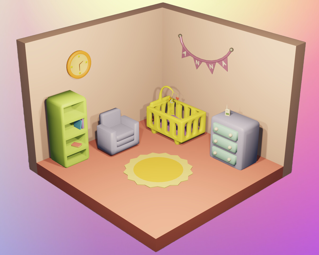 ArtStation - Low Poly Baby Room