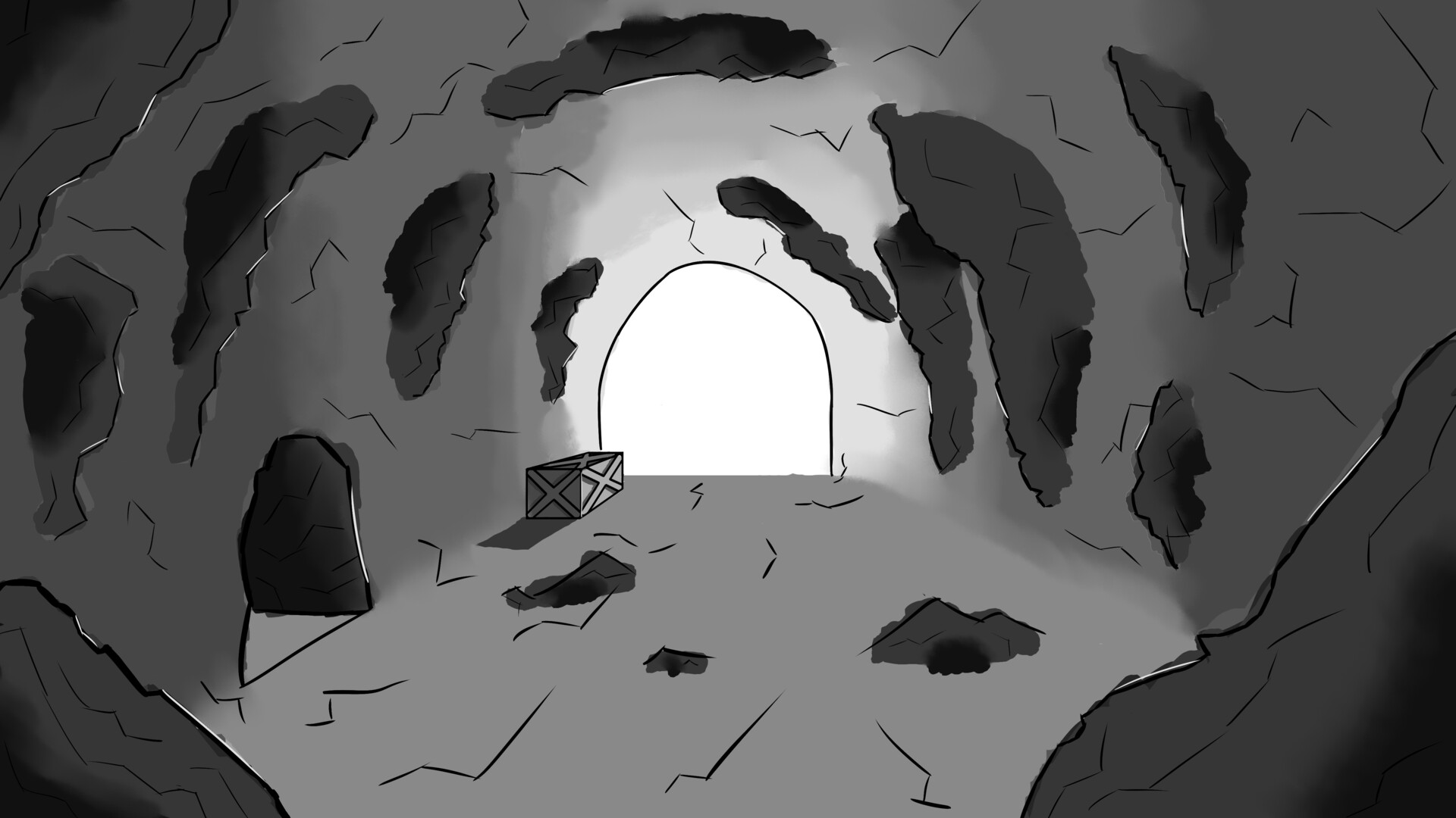 ArtStation - one point Perspective cave