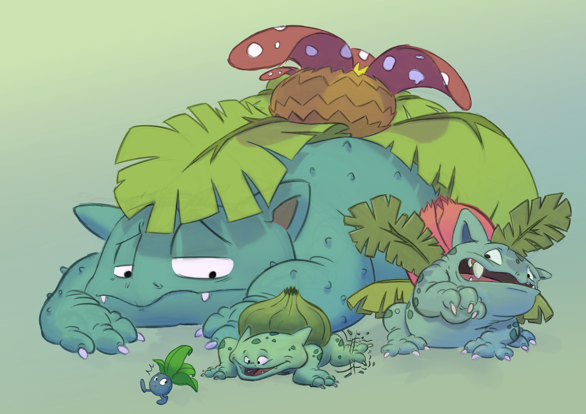 ArtStation - Who's next pokemon? help me...here they are Bulbasaur-Ivysaur-Venosaur
