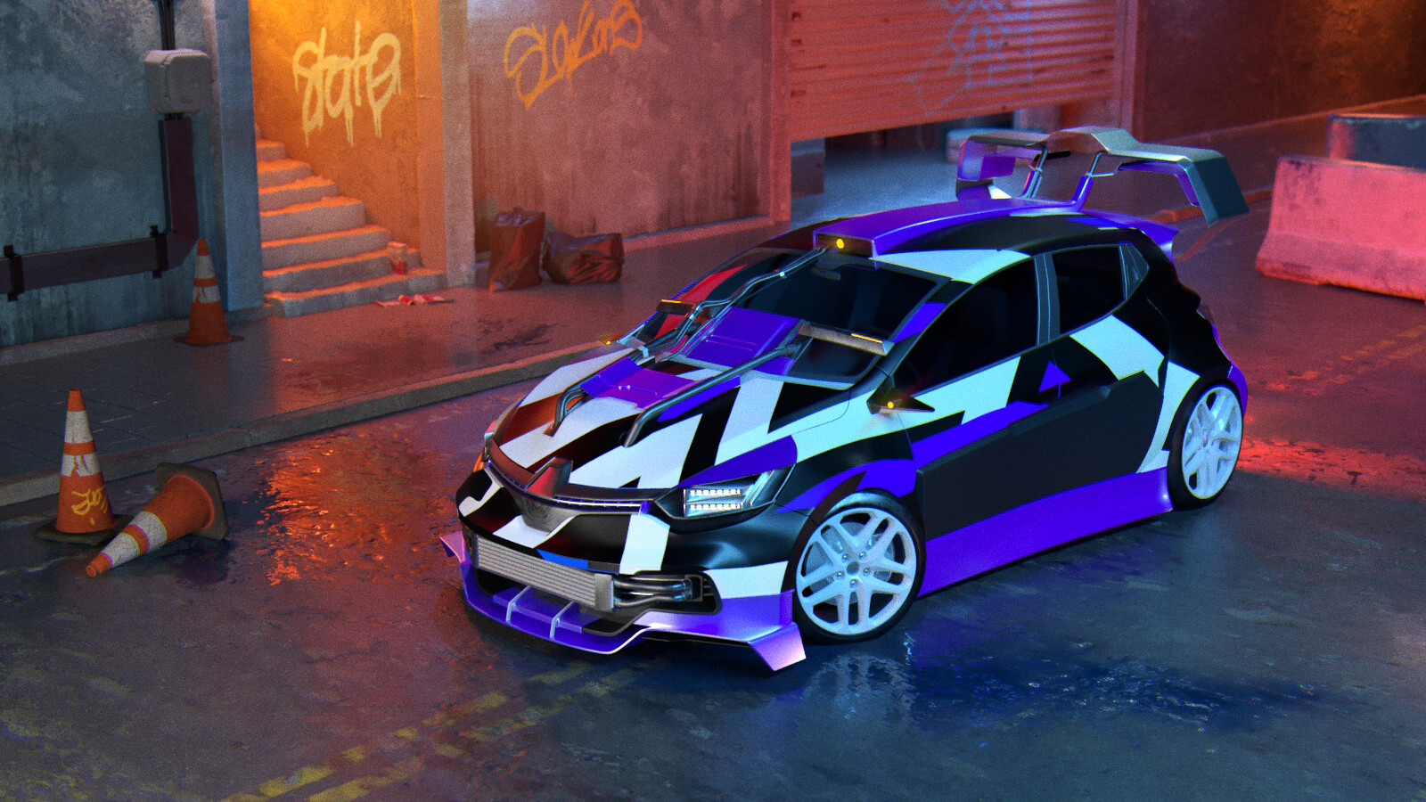 ArtStation - Restyling concept Renault under cyberpunk style