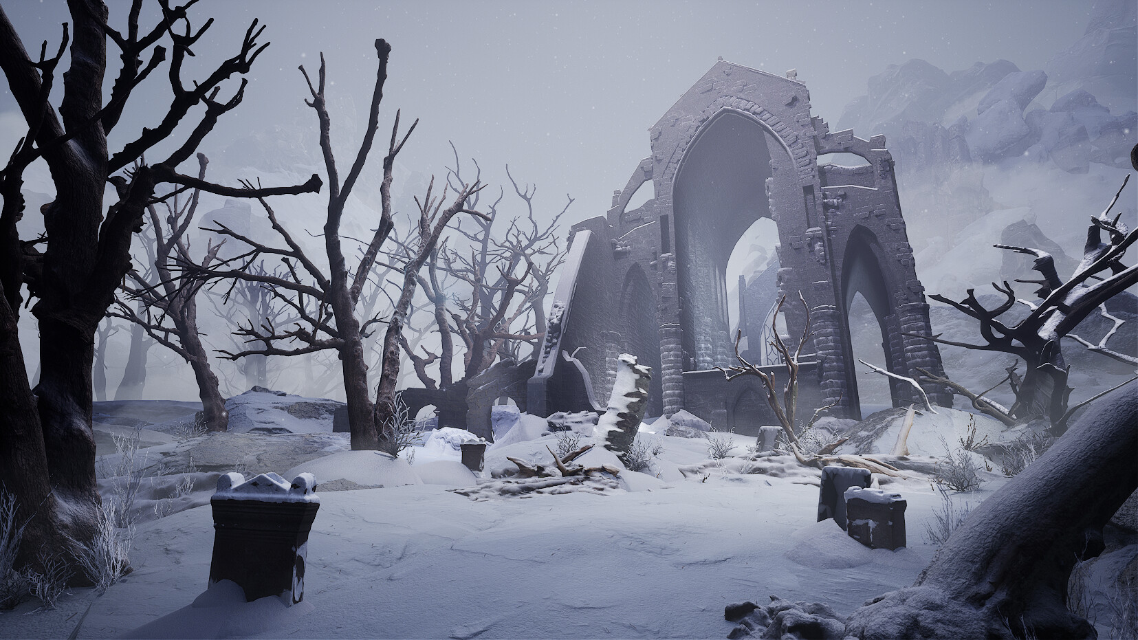 ArtStation - Abbey Ruins in the Snow