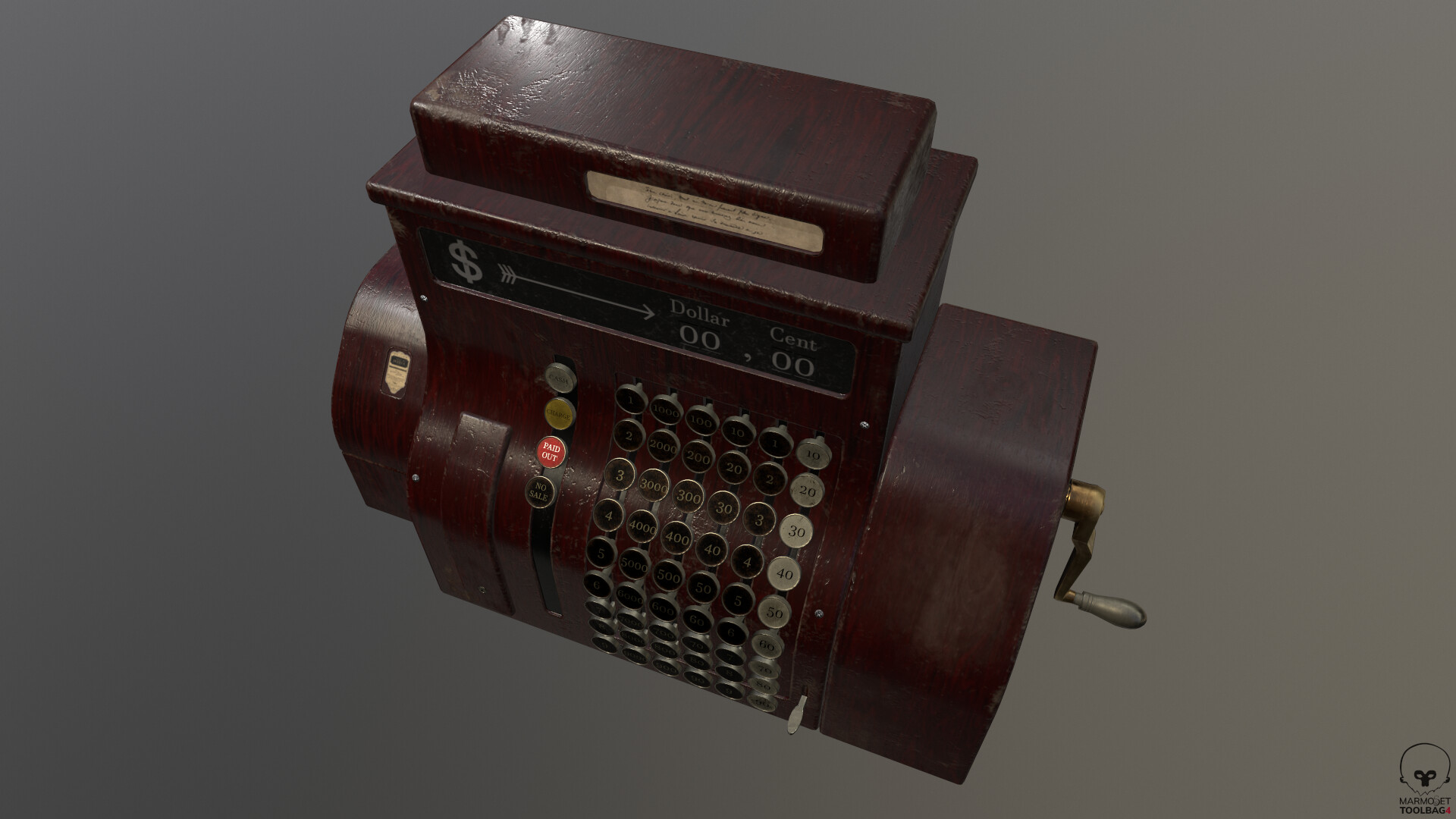 Ben - Vintage Cash Register, [customizable Keys/Labels, Game-Ready]