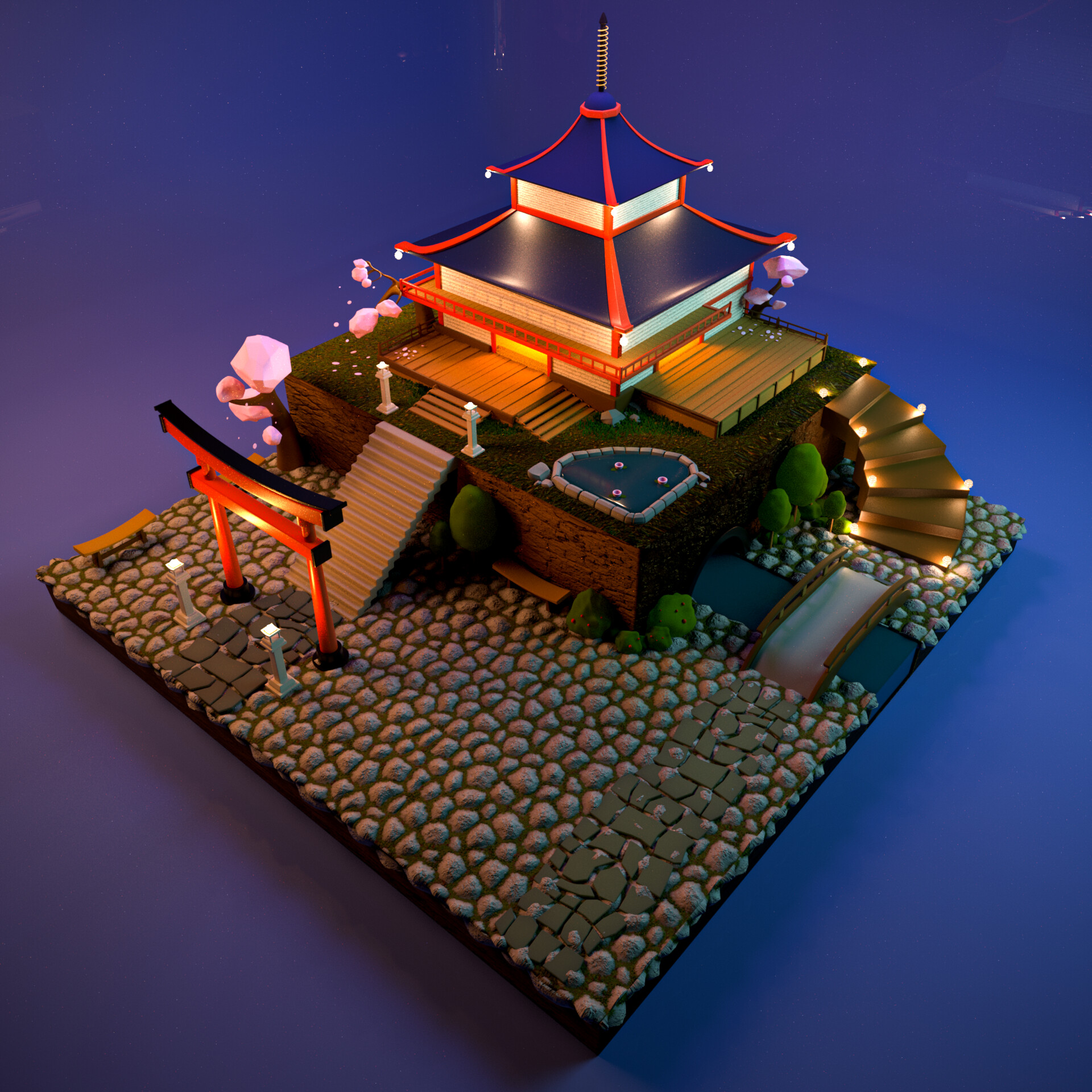 ArtStation - Japanese Temple Isometric Model (Pagoda)