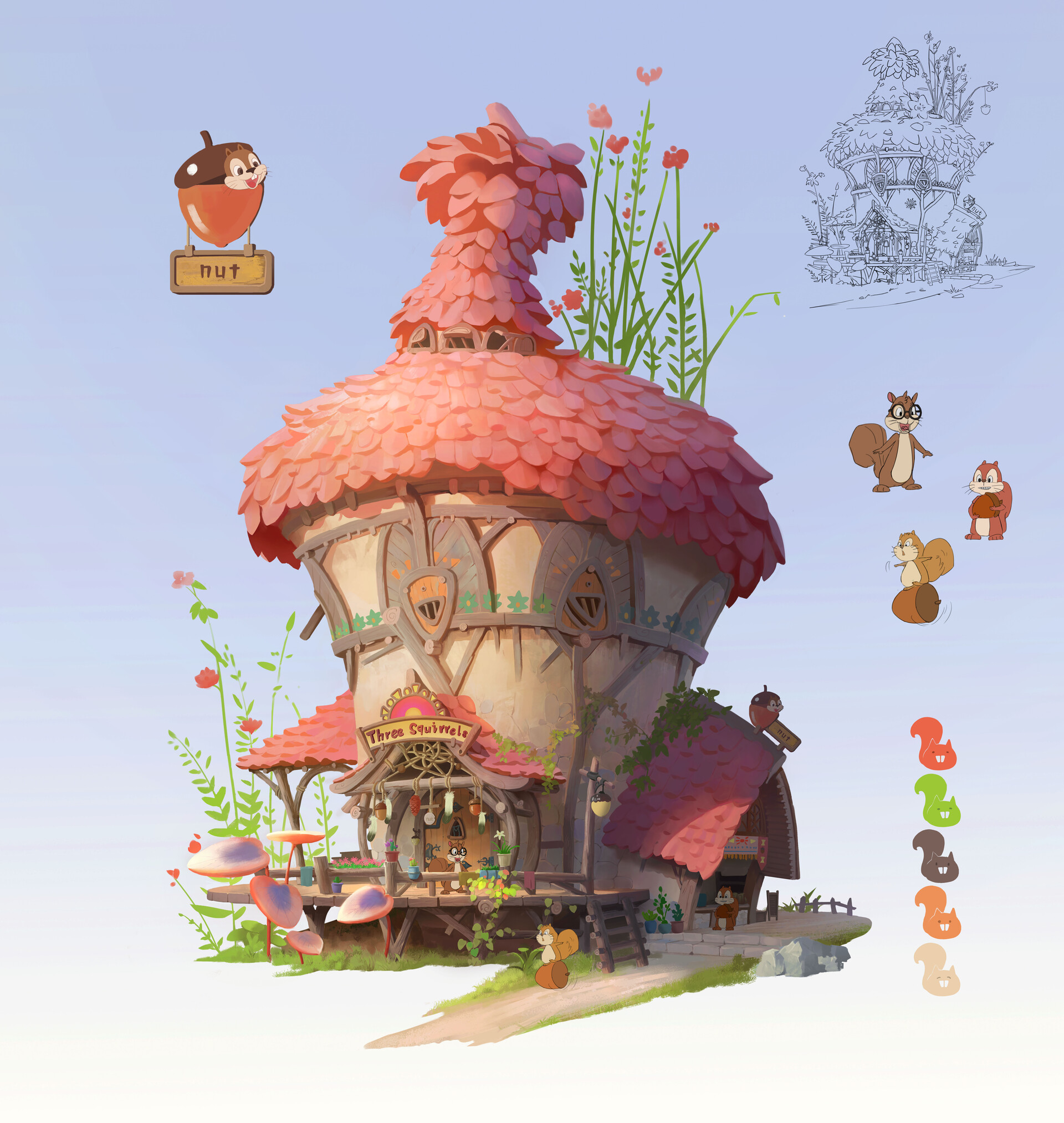 ArtStation - 三只松鼠的坚果屋 The nut house of three squirrels