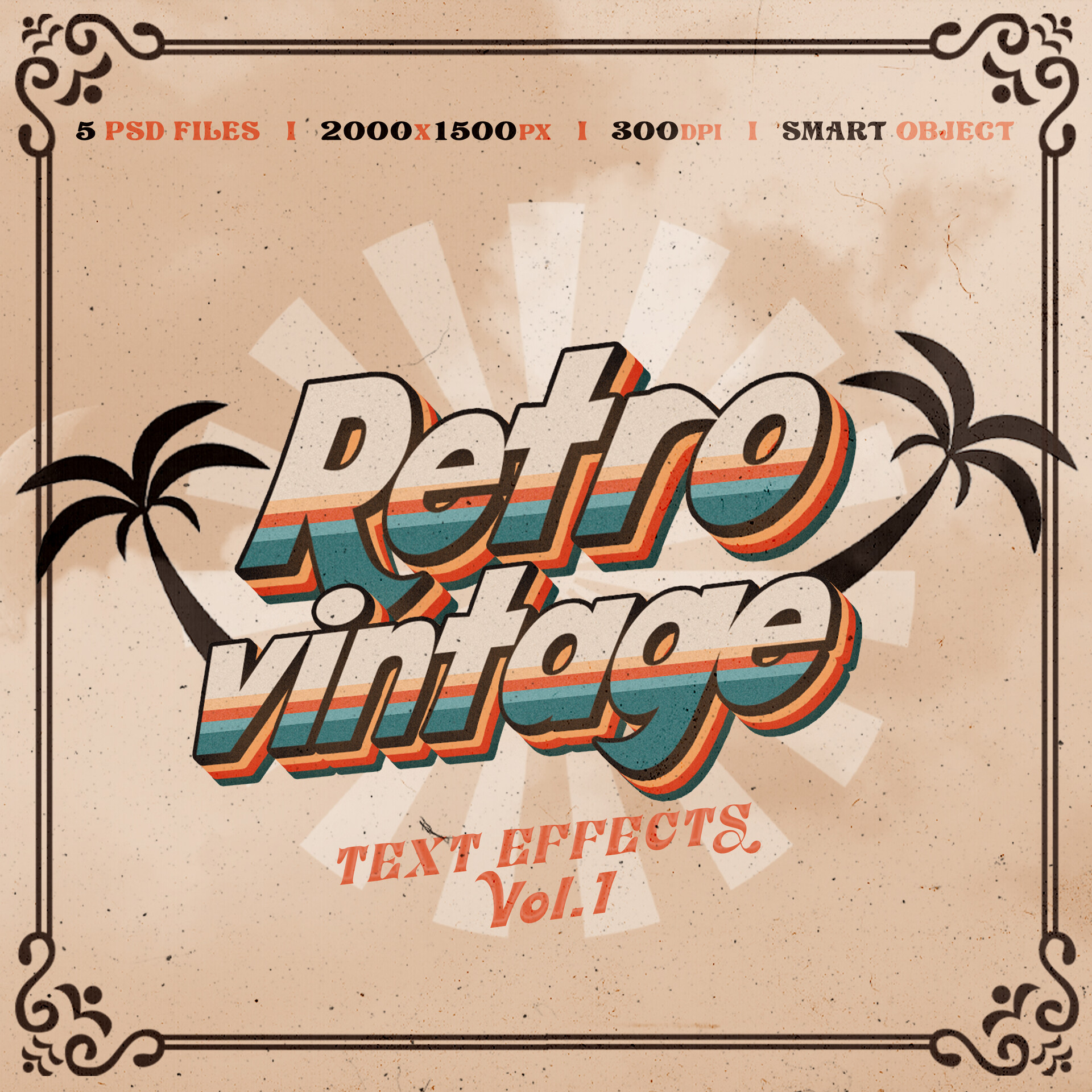 ArtStation - RETRO VINTAGE TEXT EFFECTS VOLL.1 L 5 PSD FILES